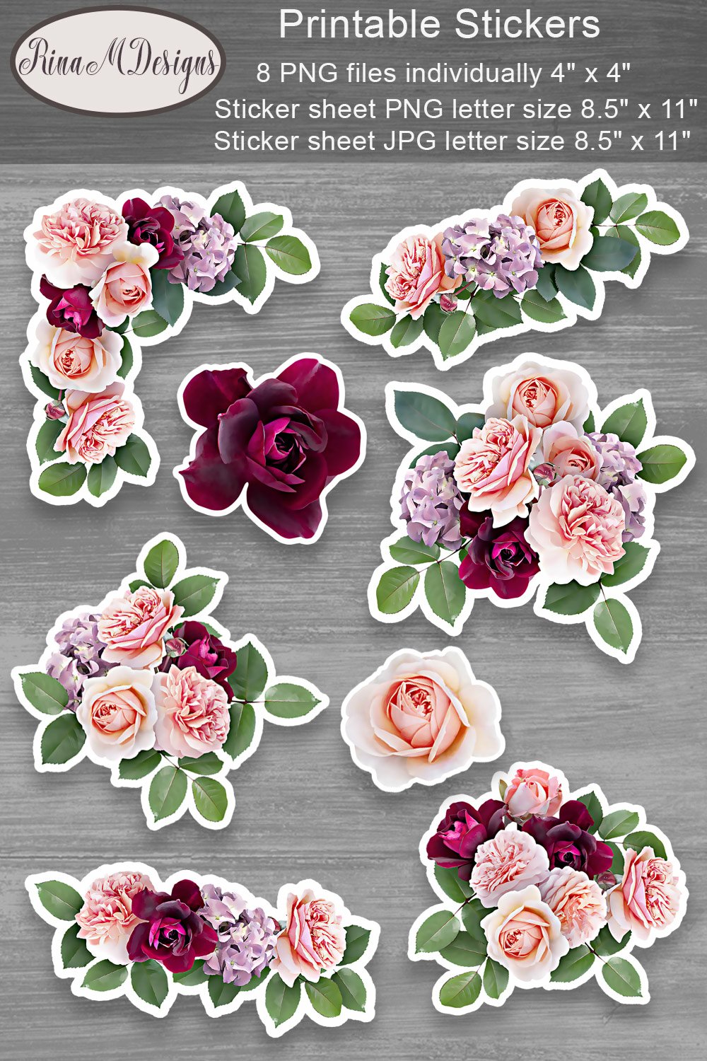 Flower Stickers | Printable Floral Design Stickers