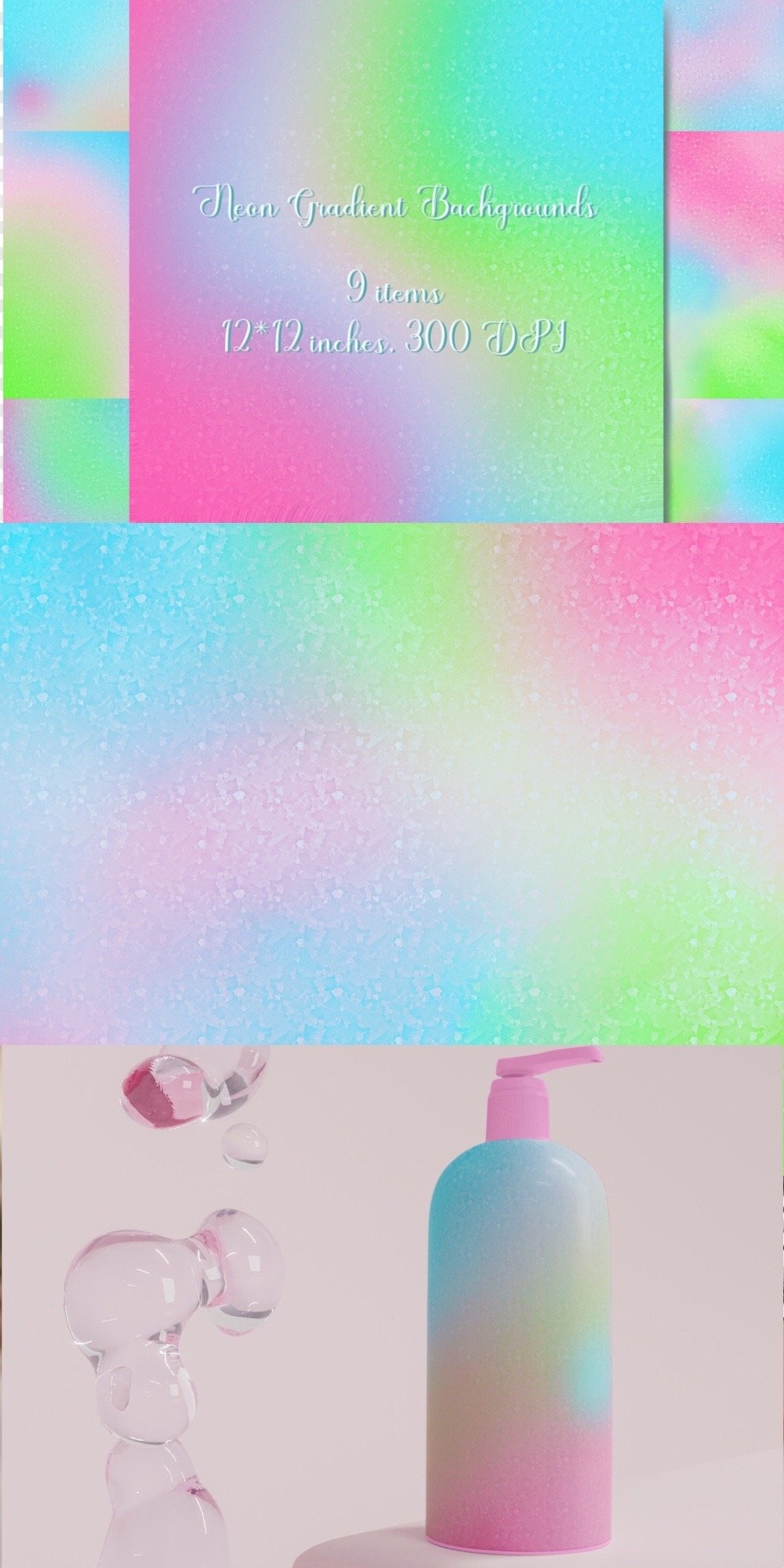 Neon Rainbow Digital Paper, Rainbow Digital Paper