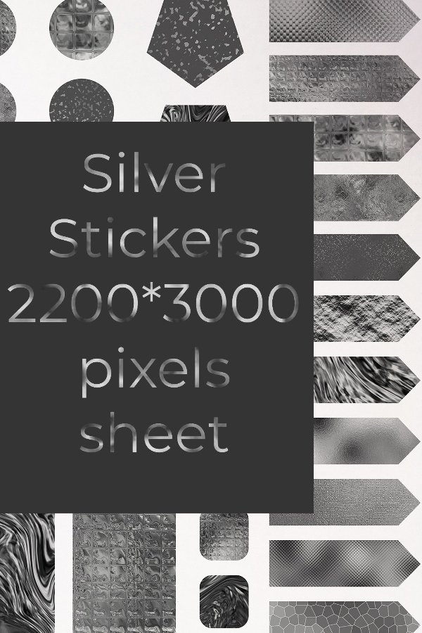 Silver stickers in png