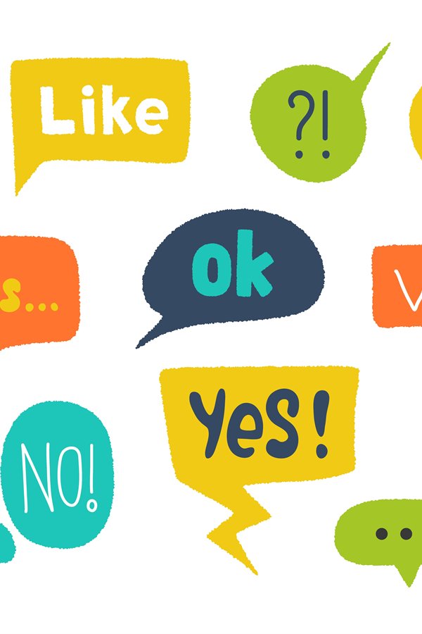 Speech bubbles with text. Hand drawn trendy design elements