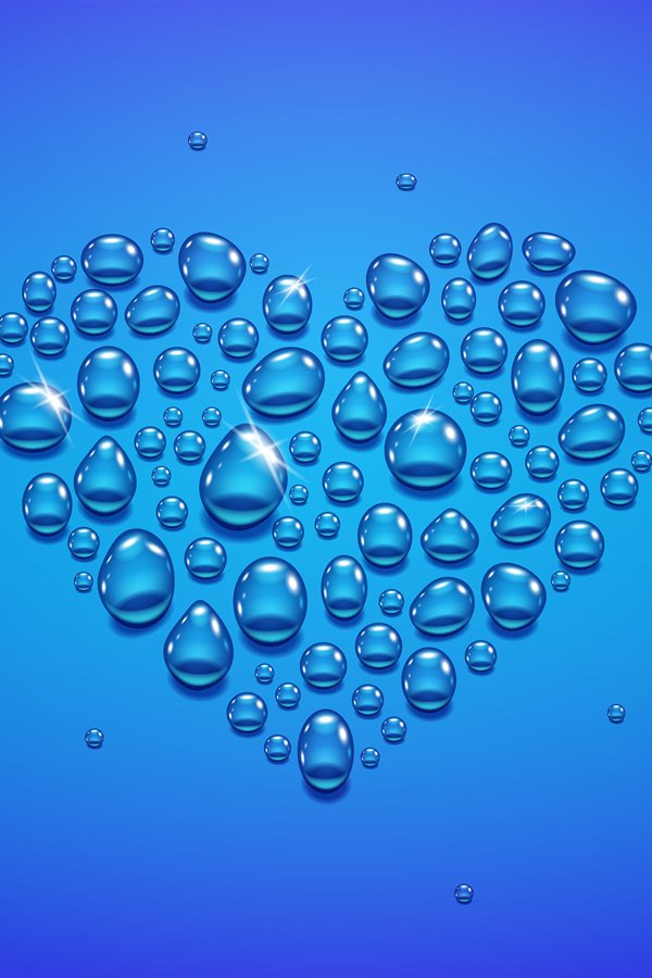 Water drops in heart shape