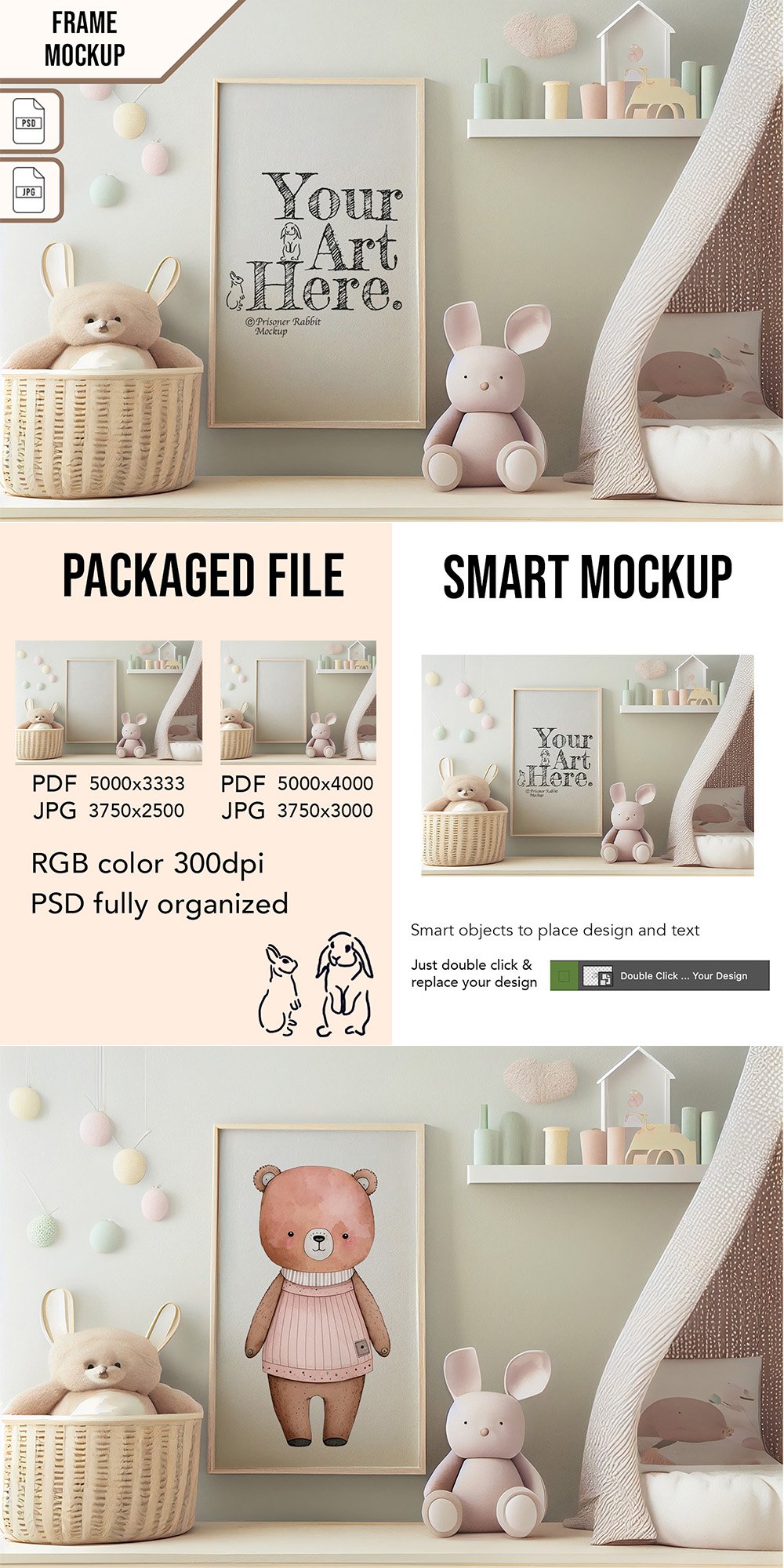 Canvas Smart Mockup PSD & JPG Template Graphic (2772646)