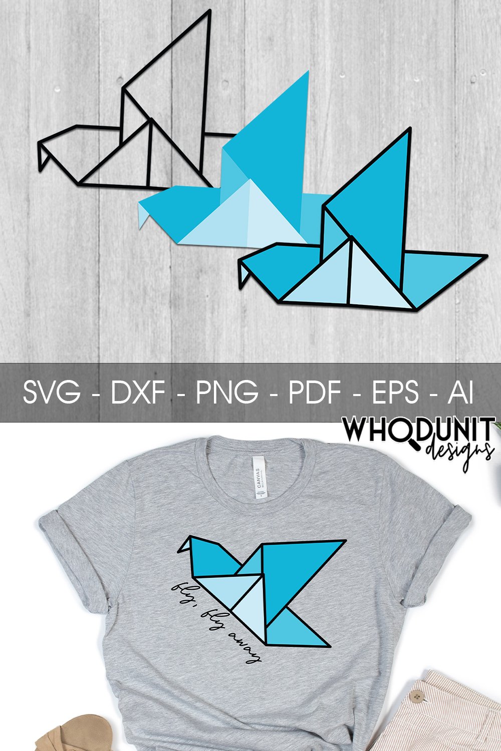 Origami SVG | Geometric Bird cut file