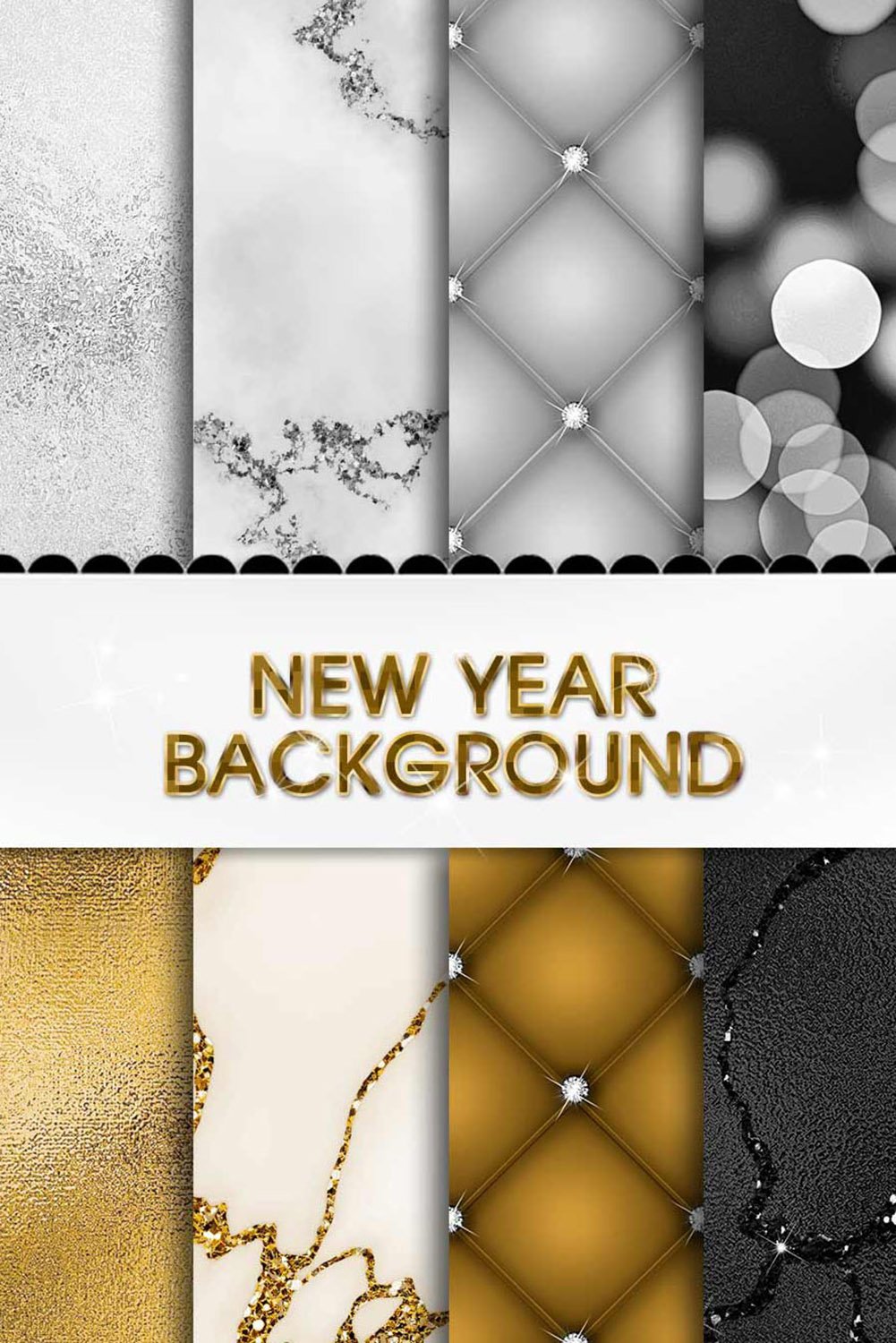 Glitter Foil Silver Gold Black Marble Bokeh Digital Papers