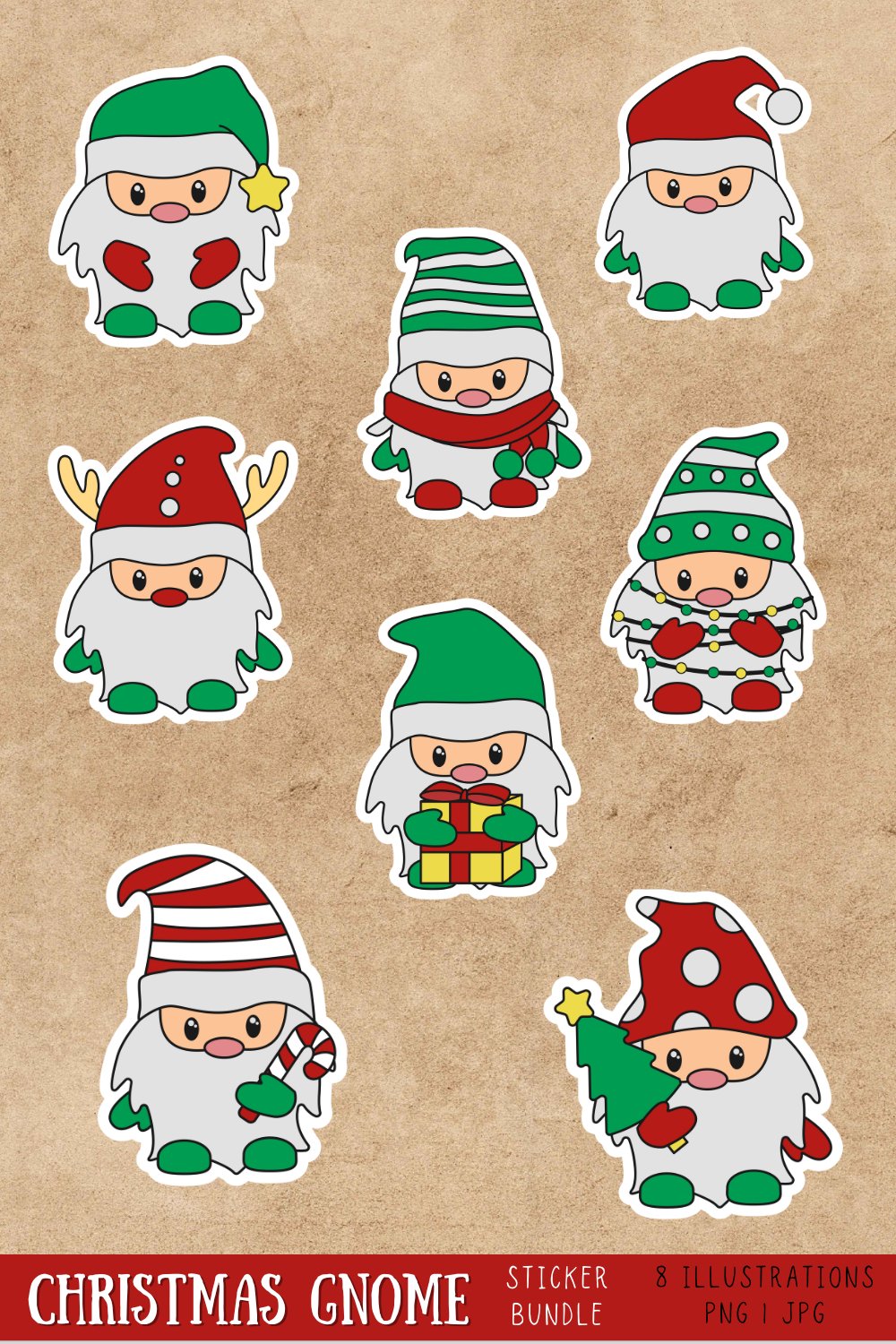 Christmas Gnome Sticker Bundle , Gnome Stickers