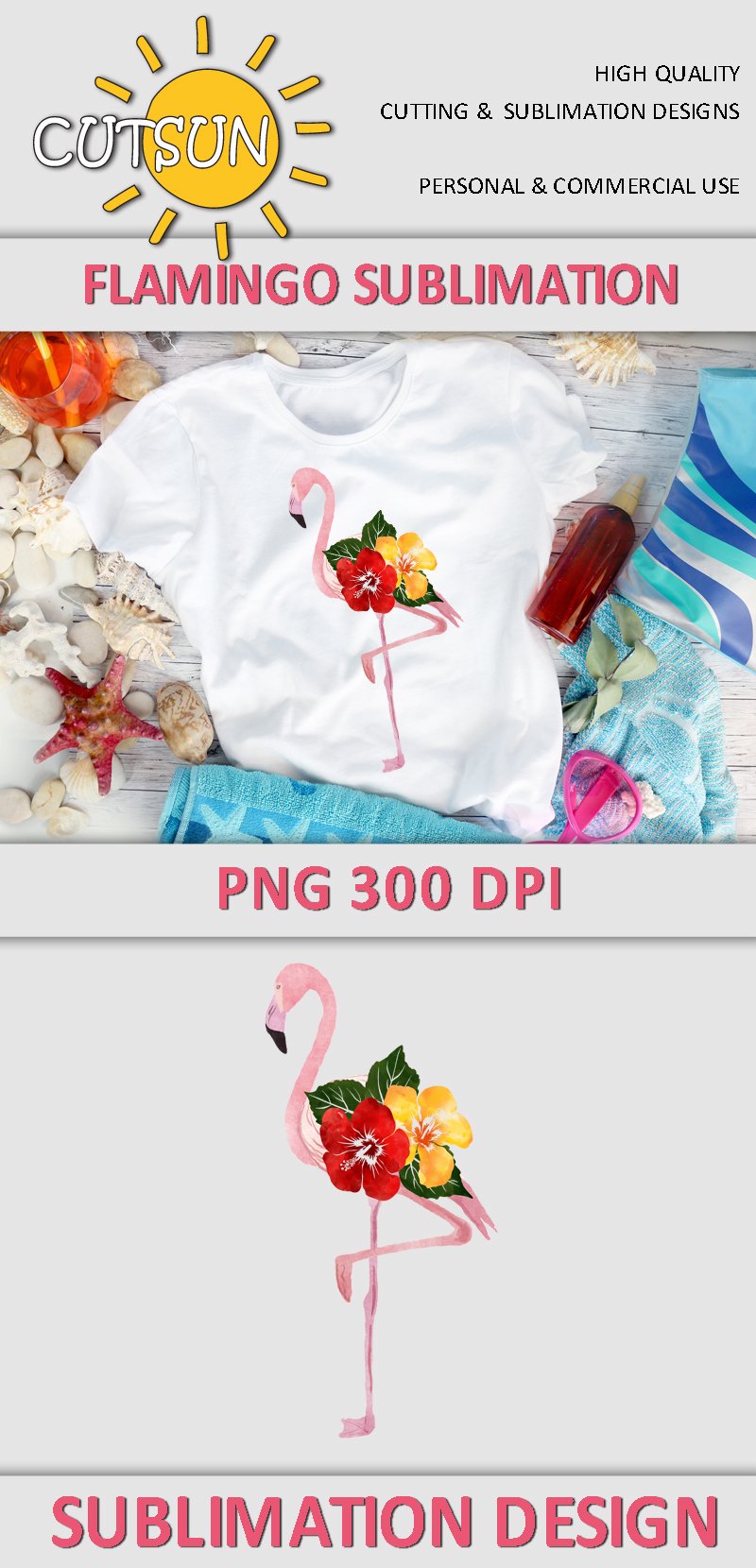Flamingo Sublimation Watercolor PNG
