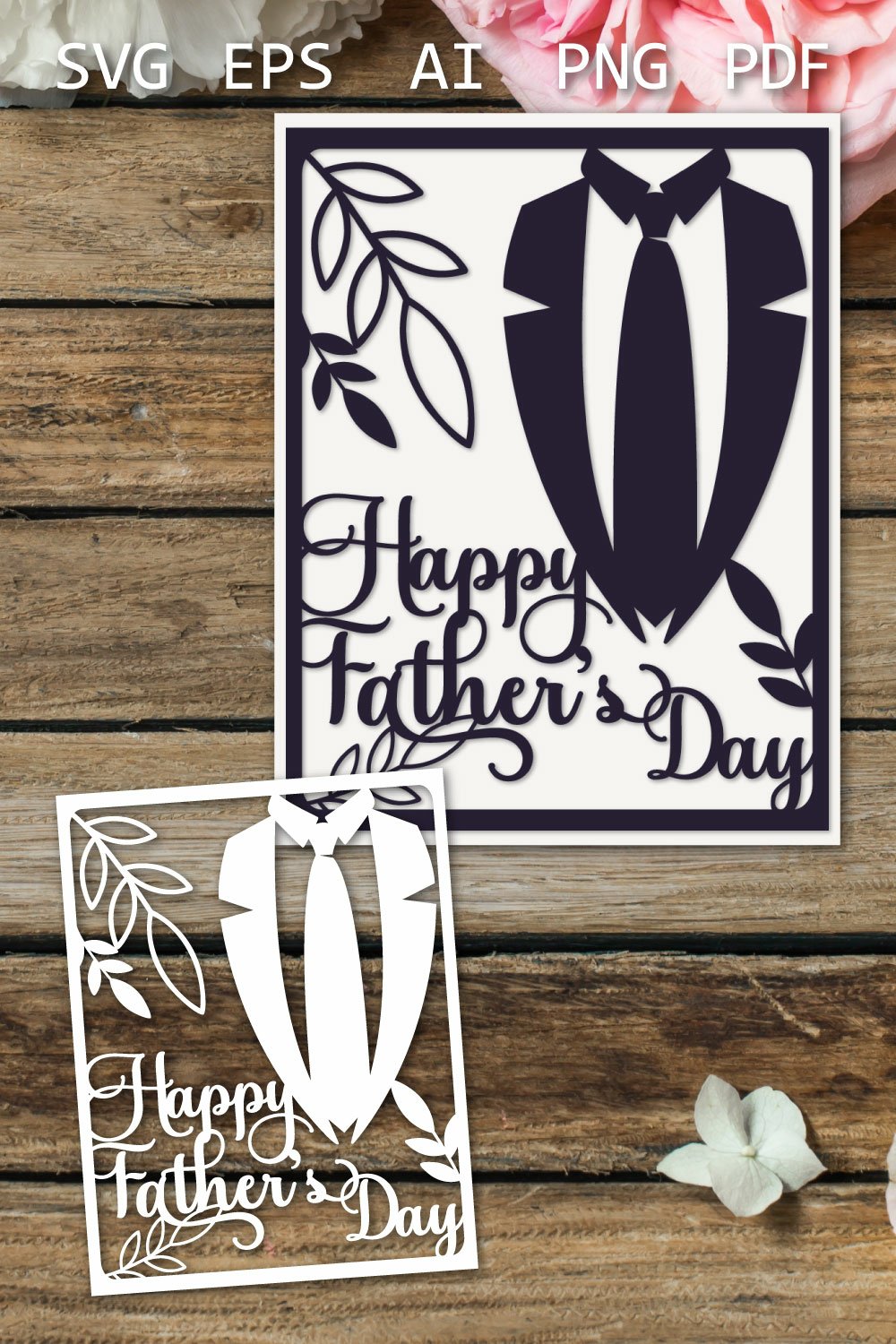 Happy Fathers day paper cut card, card for father SVG card