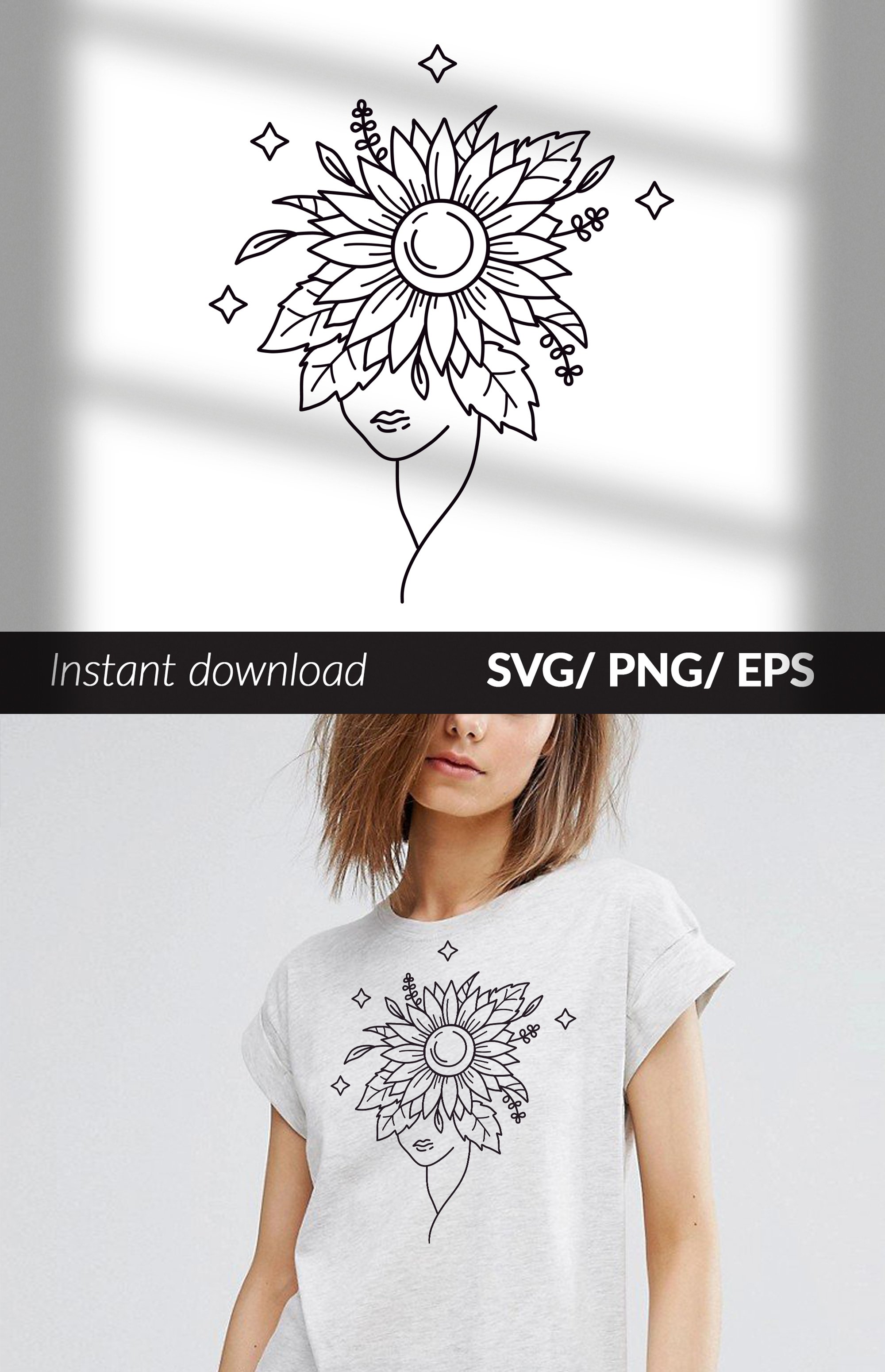 Sunflower svg, woman with sunflower png, sunflower clipart