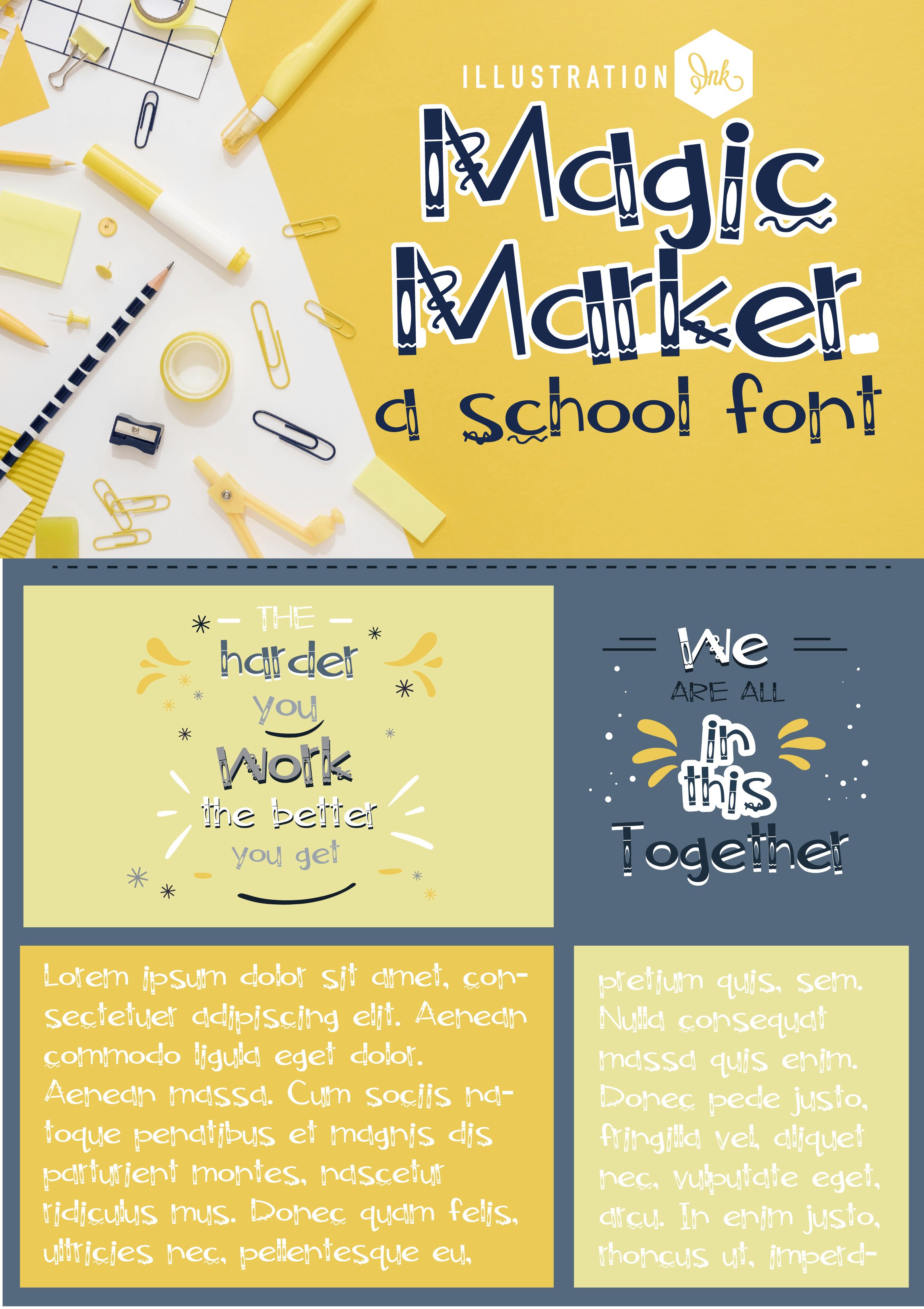Hand-crafted, youthful school font for teachers and students