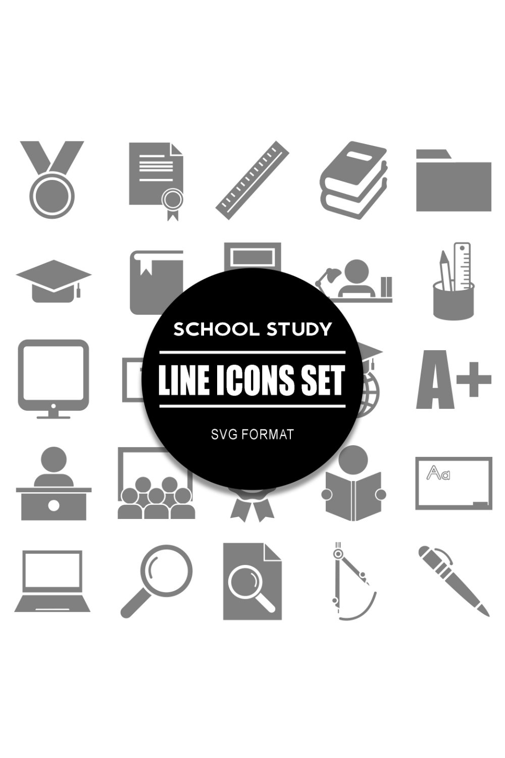 School Study Icon Set