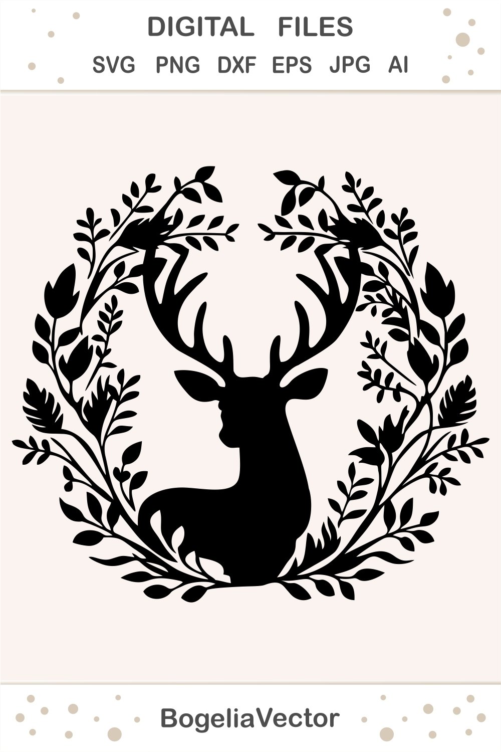 Deer in Frame Svg, Woodland Animals Svg