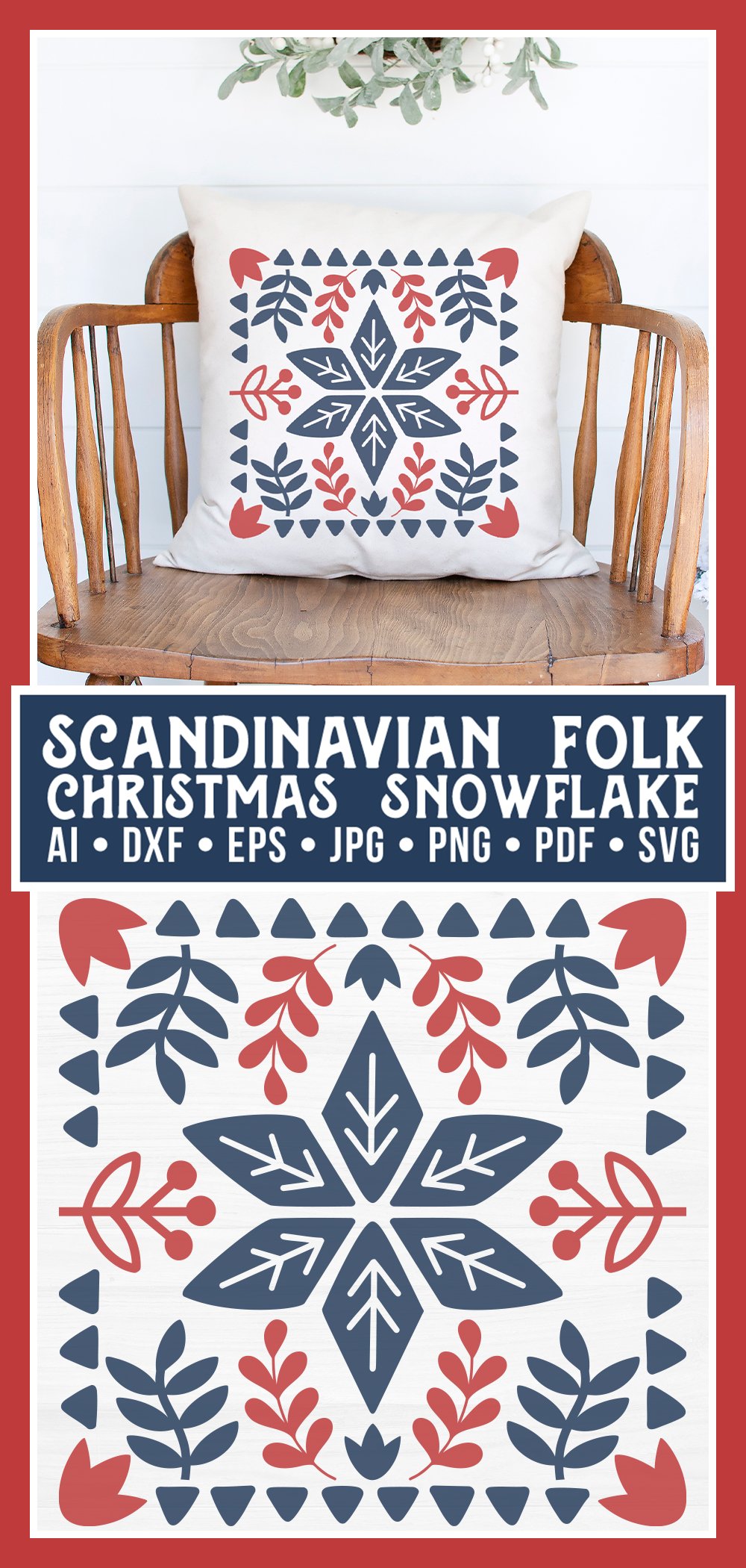 Scandinavian Christmas Snowflake SVG
