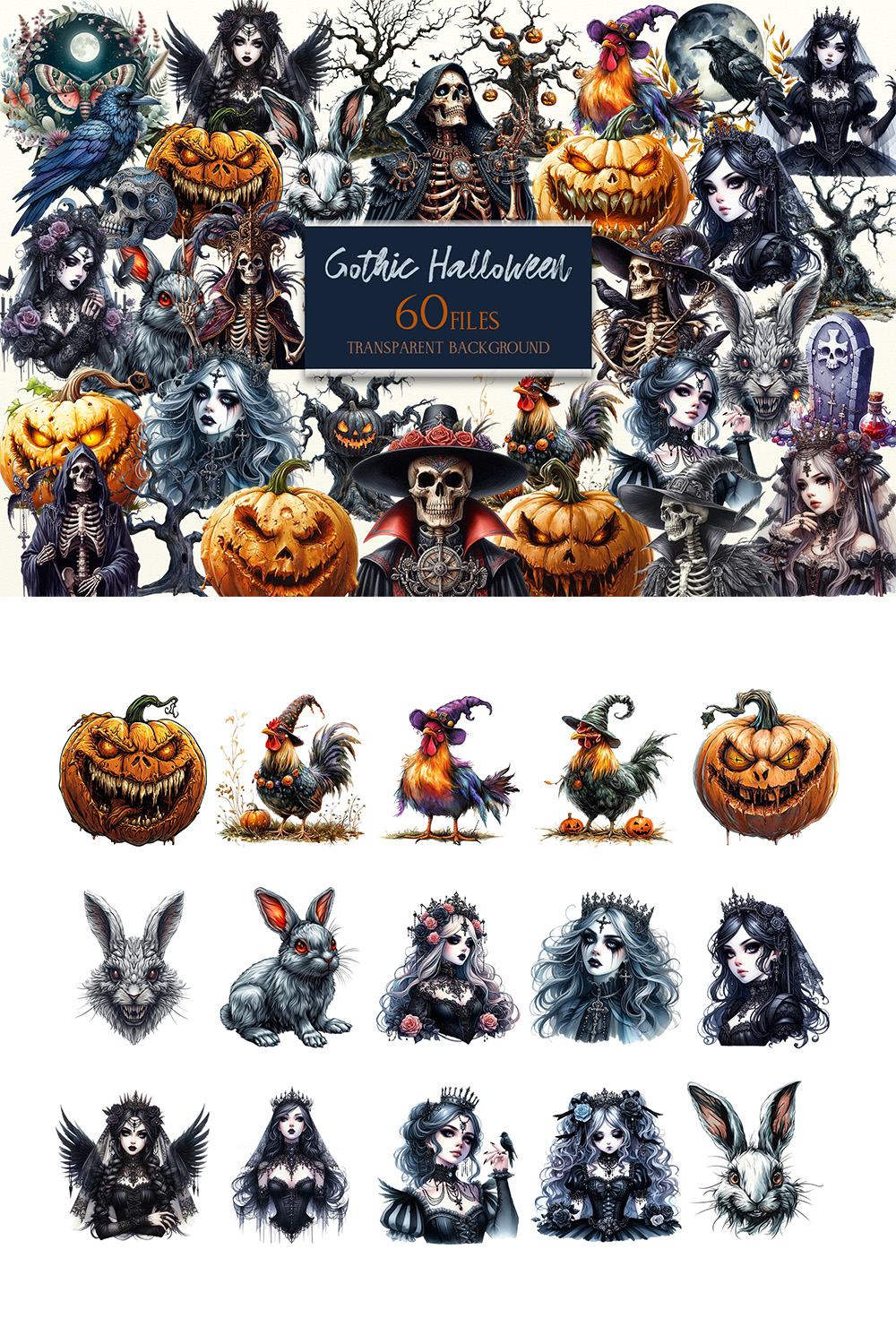 Gothic Halloween Clipart, Autumn Clipart