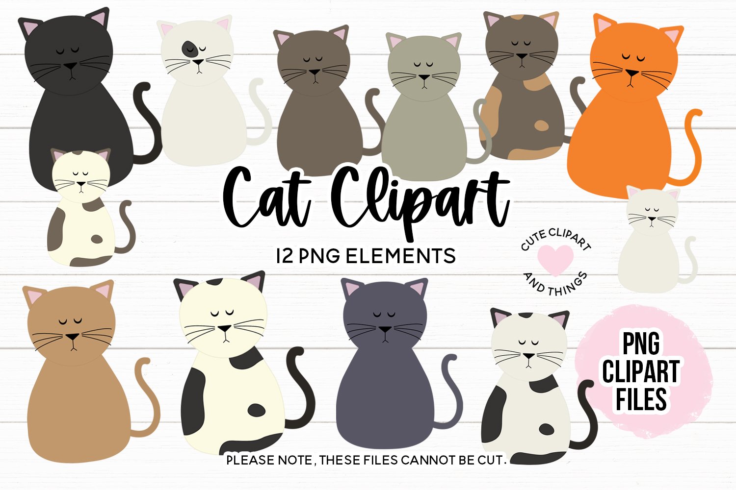 Cute Cats PNG Clipart Set - Cat Clipart