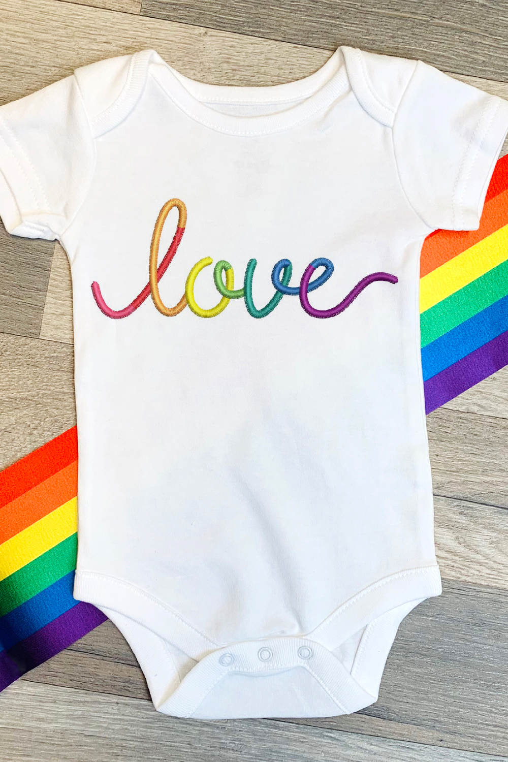 Cursive Rainbow Love Embroidery File