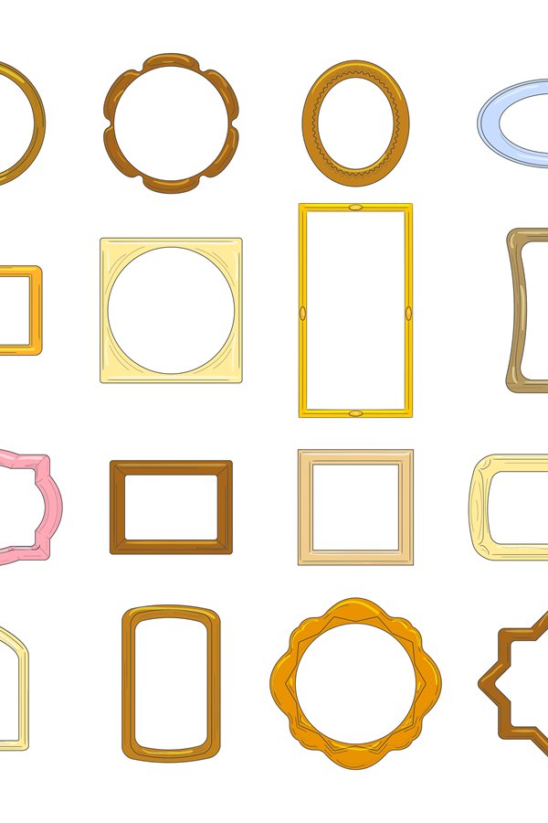 Vintage cute retro frames set