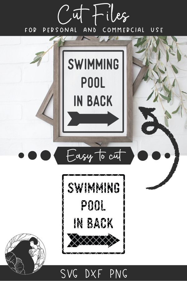 Pool Sign SVG, Swimming Pool in Back SVG