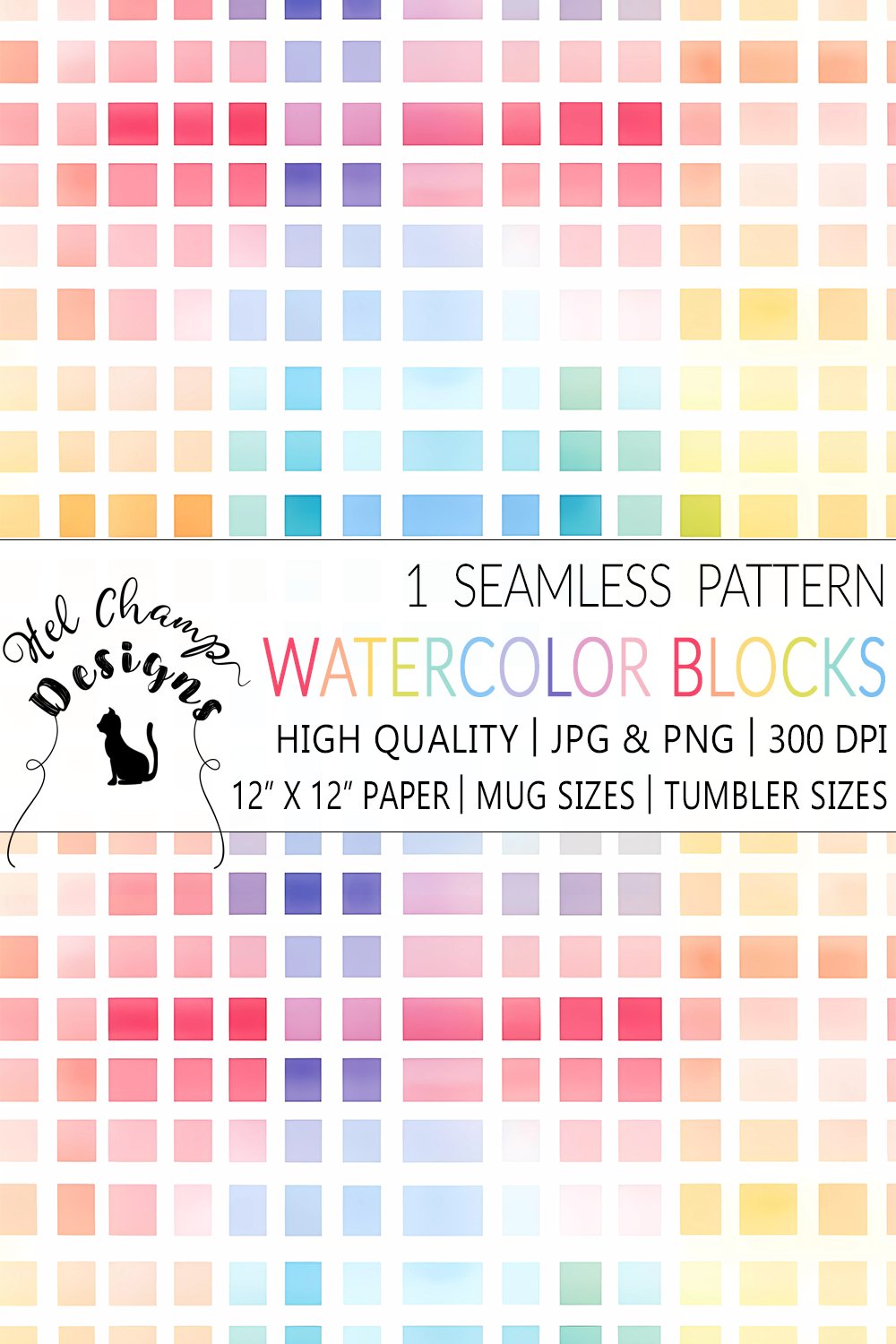 Scrapbooking paper with watercolor squares design