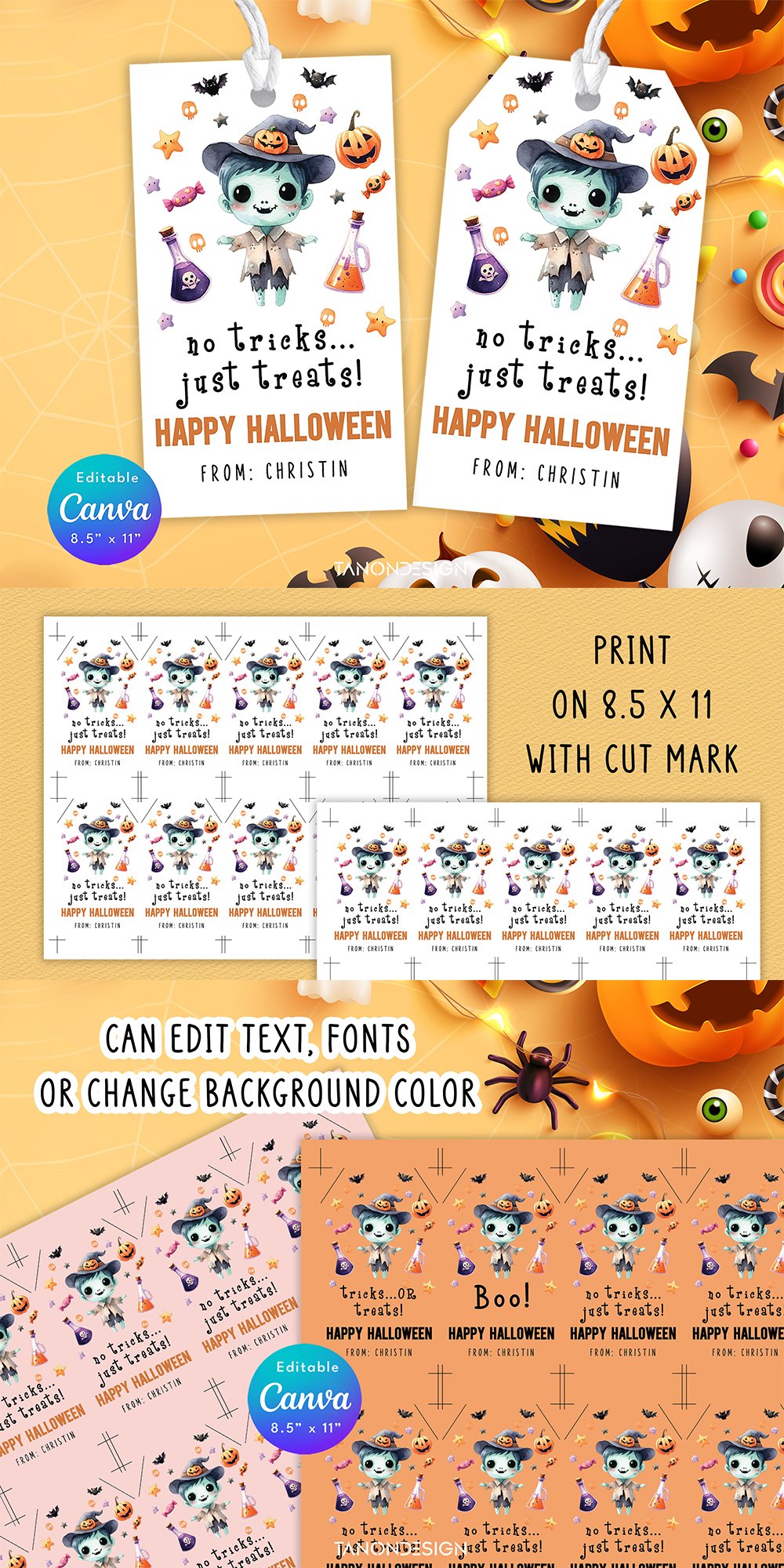 Cute Halloween Gift Tags, Favor Tags, Trick or (2866807)