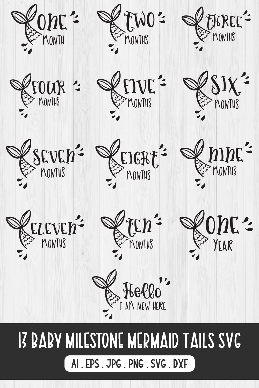 13 Set Baby Milestone Mermaid Tails Cards