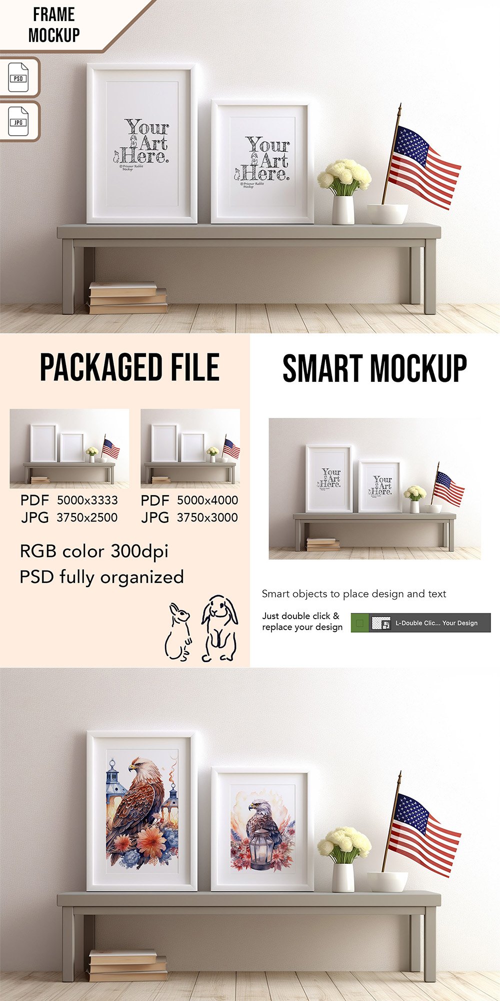 Frame Smart Mockup PSD & JPG Template Graphic (2774634)
