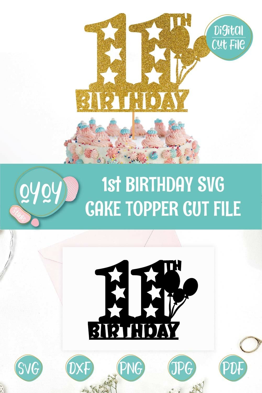 11th Birthday Cake Topper SVG | Eleven Birthday Number SVG