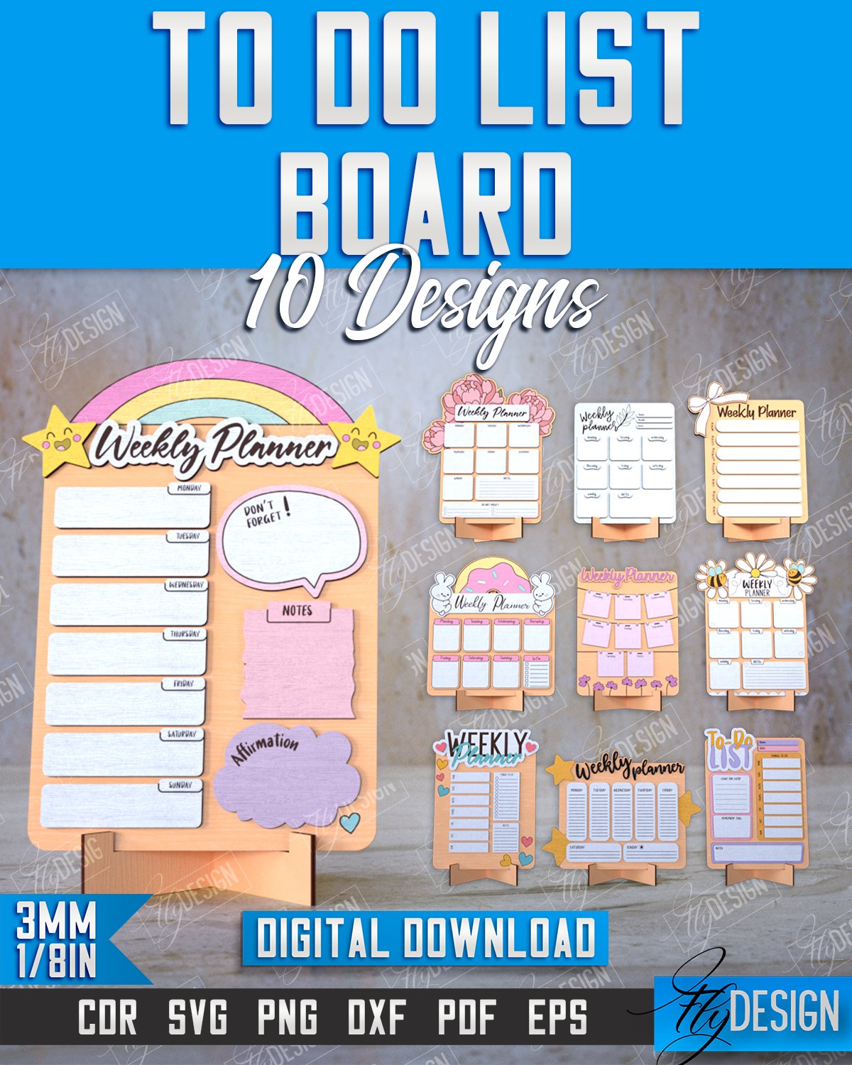 To Do List Board Laser Cut Bundle| Weekly Planner SVG Design