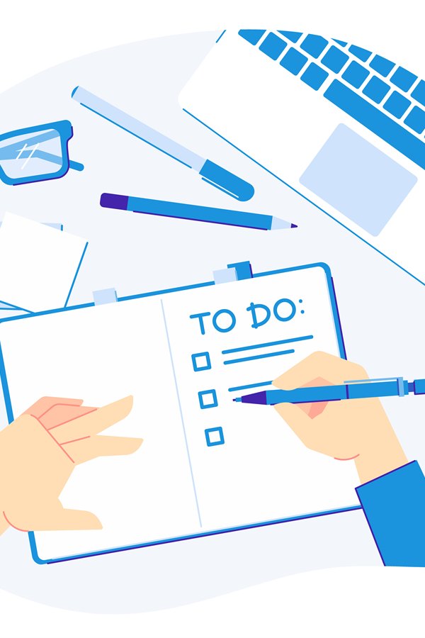 To do list writing. Hand with pen write planner lists, produ