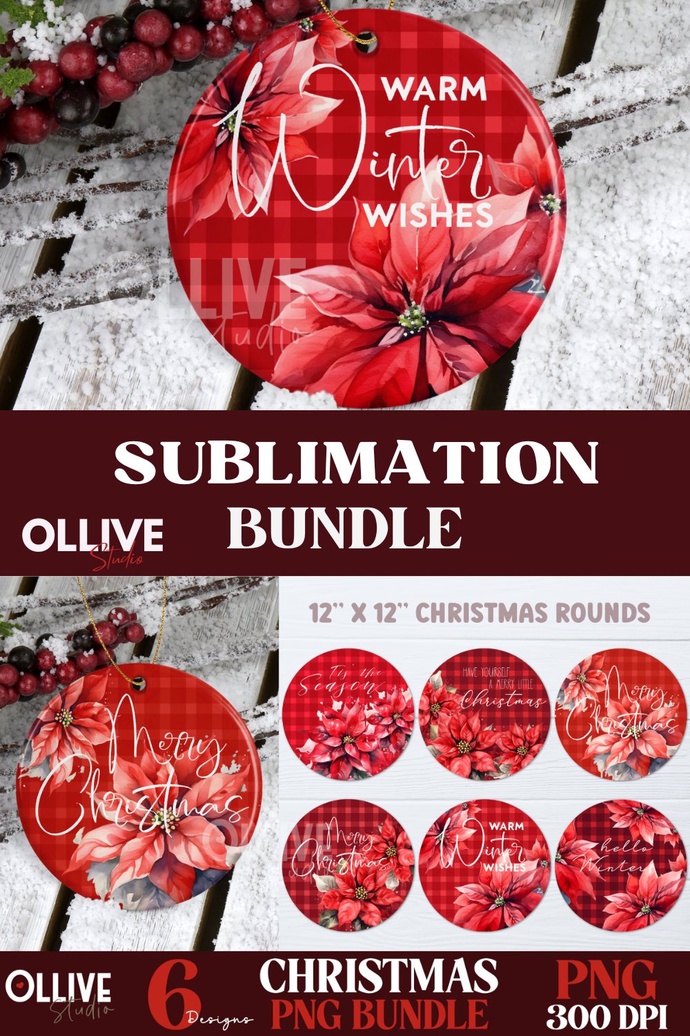 Sublimation Christmas Rounds PNG Bundle | Christmas PNG