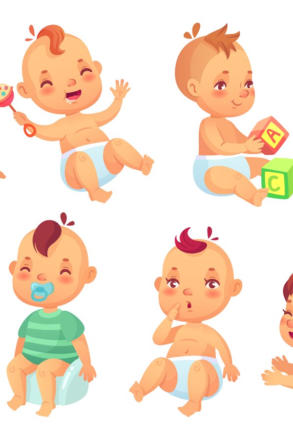 Cute baby. Happy cartoon babies, smiling and laughing toddle