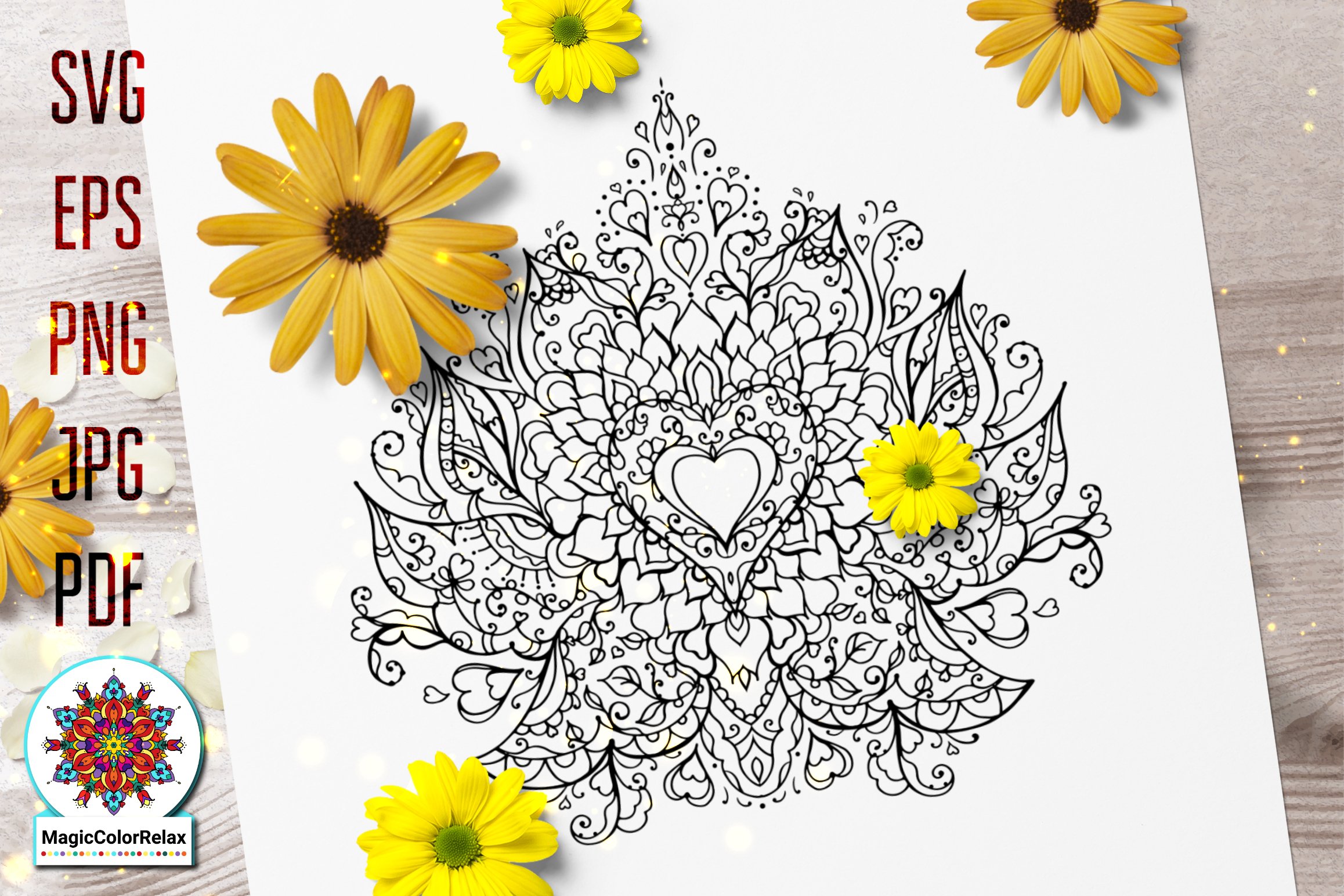 Mandala svg files for Coloring, Love mandala (828203)