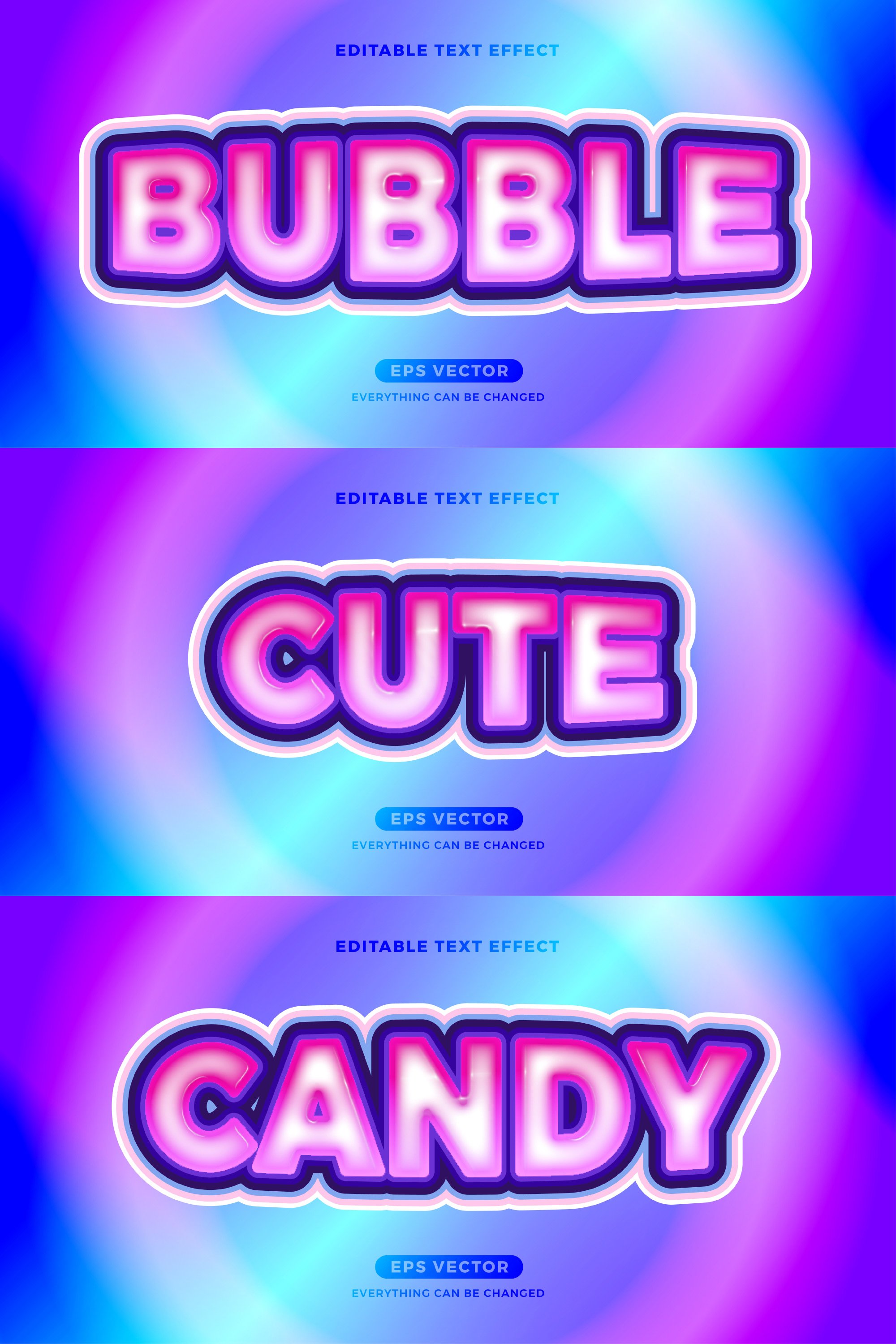 Bubble Gum editable text effect style vector