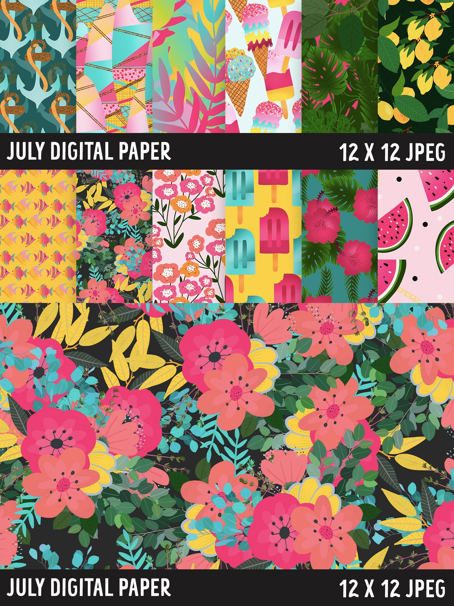July Digital Paper | Summer Patterns