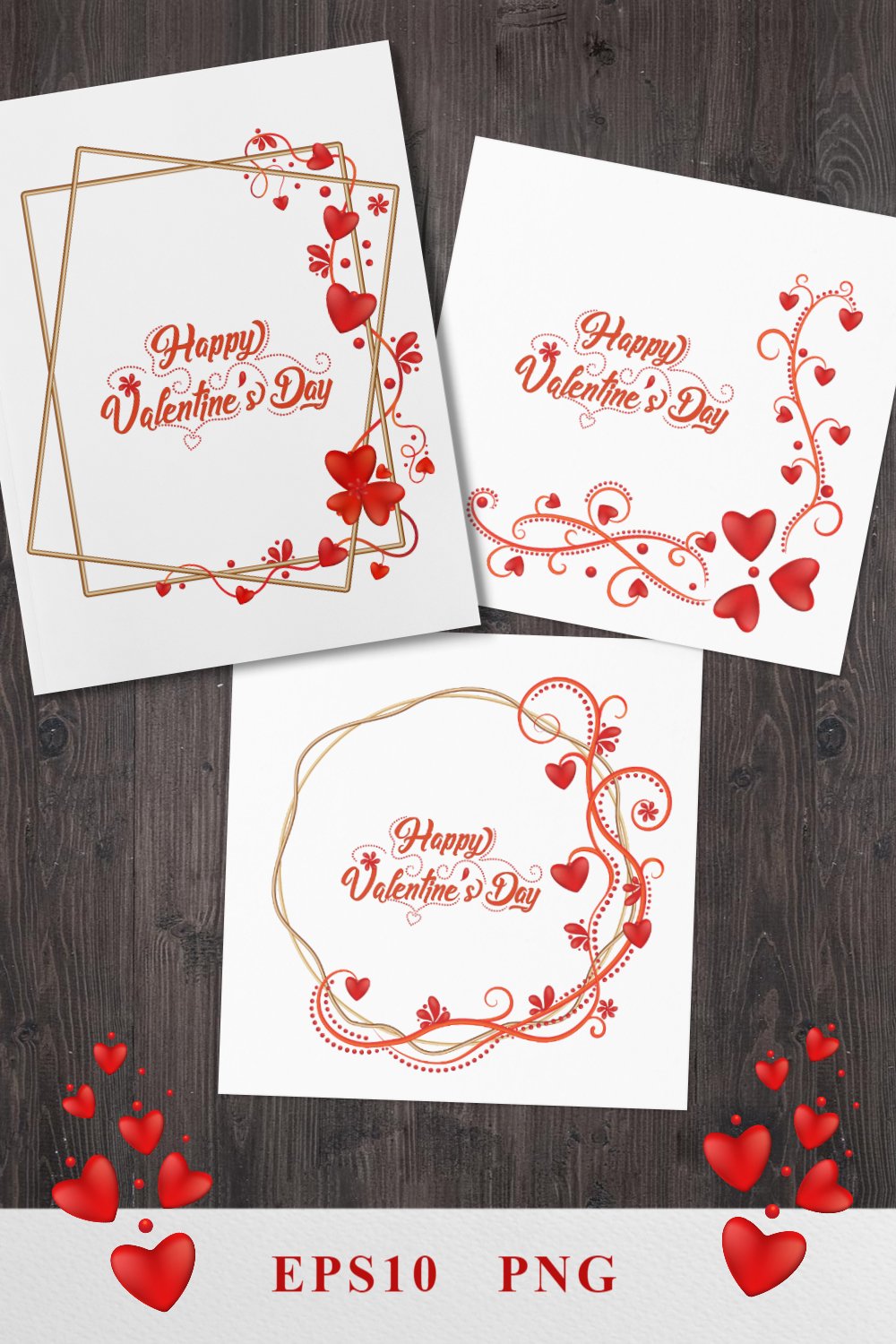 Frames, elements and inscription with hearts