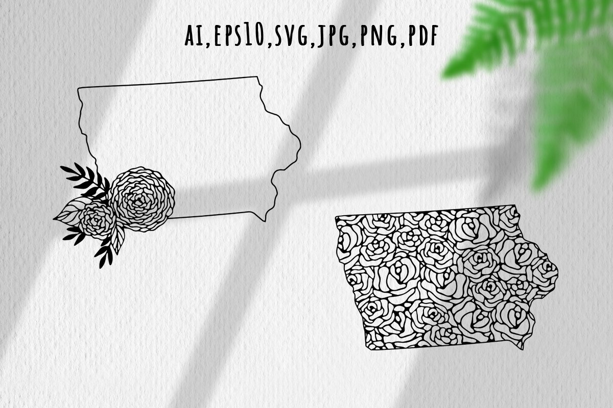 USA Political Divisions. Floral Design State Iowa