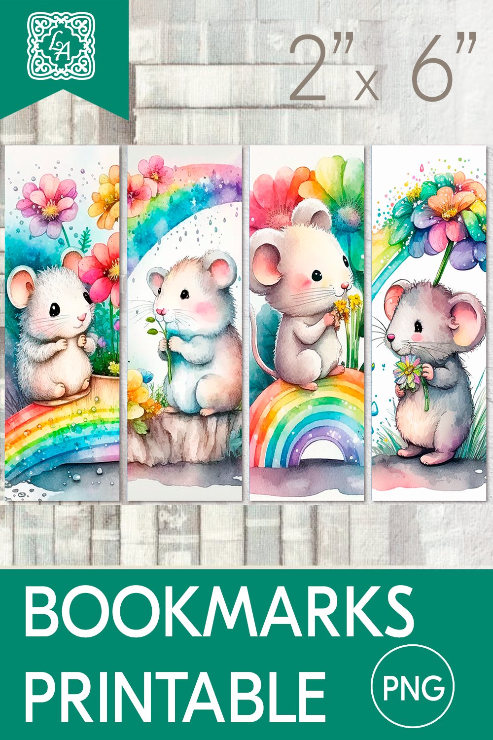 Cute Mouse Printable Bookmark 4 PNG