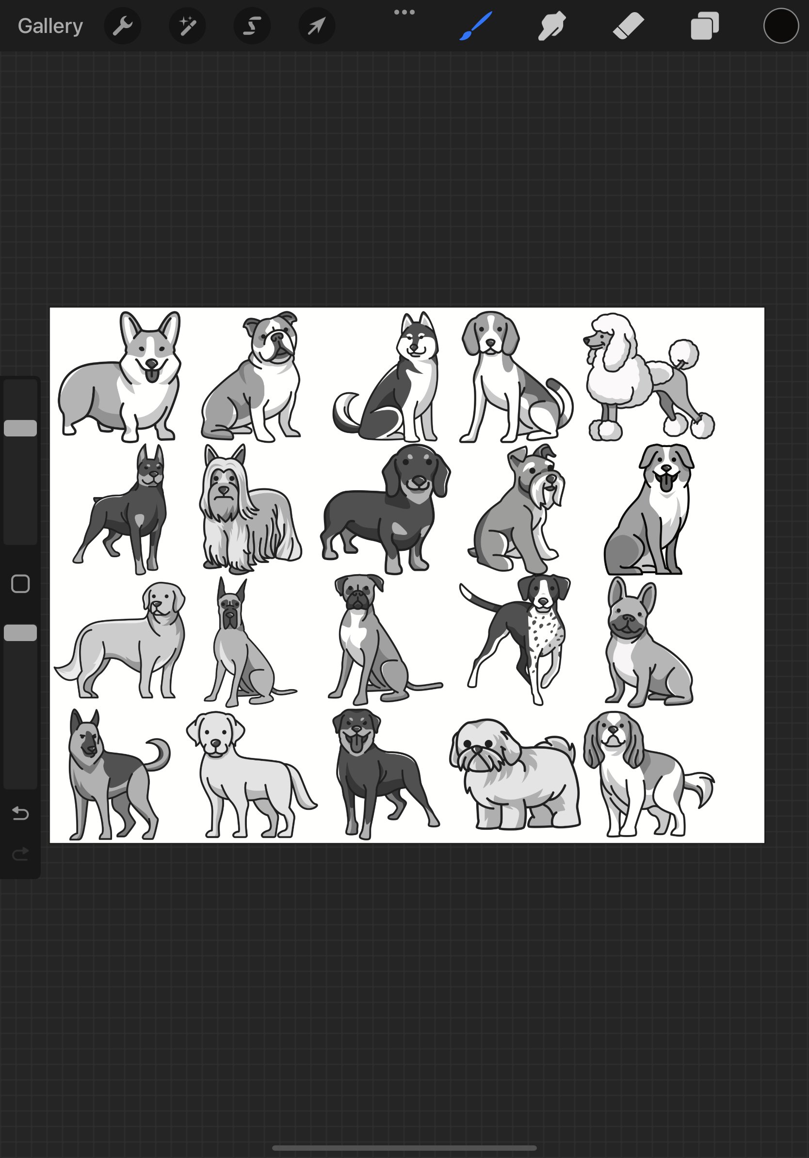 20 Cartoon Dog Procreate Brush Stamps