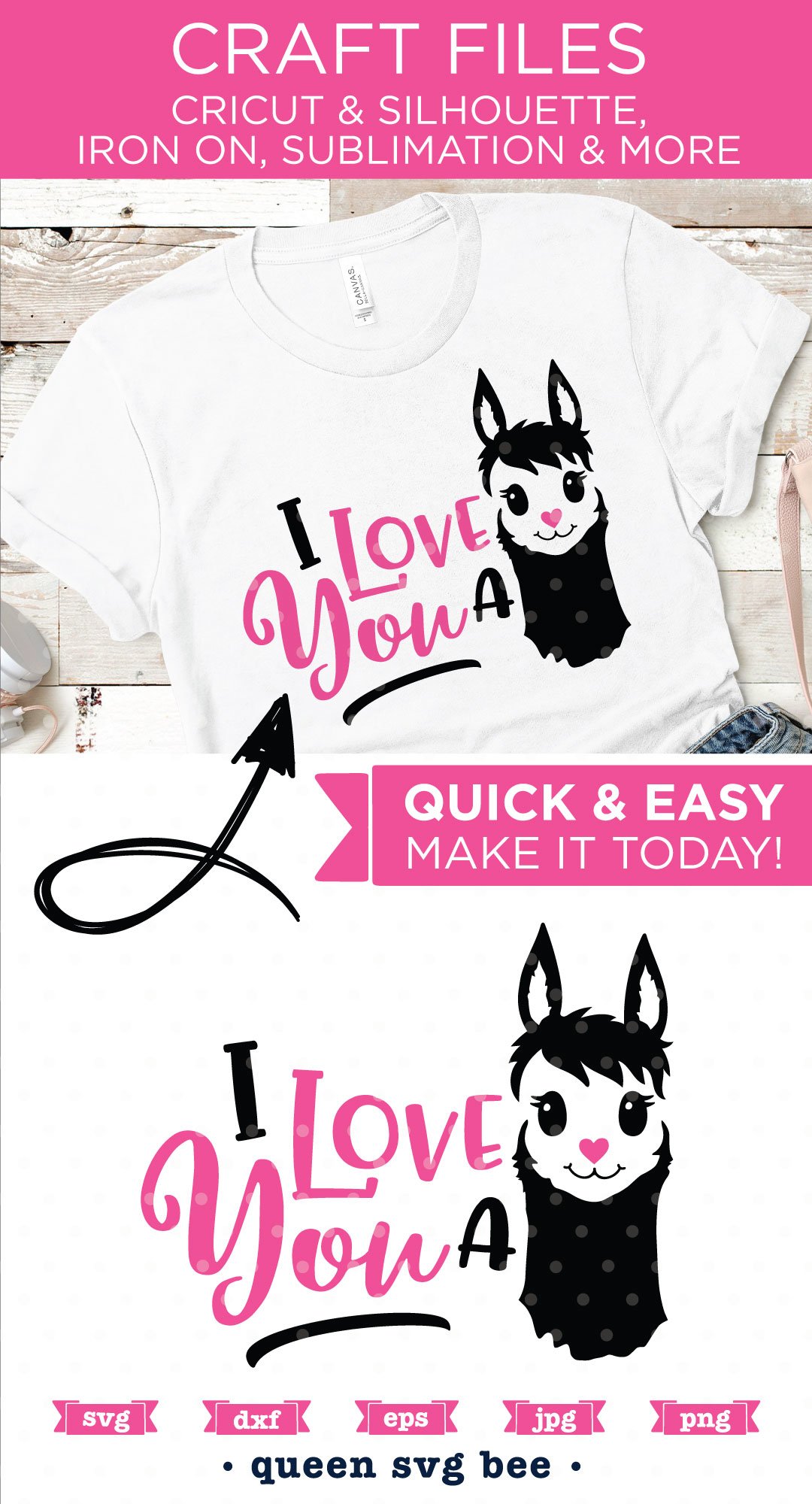 I Love You a Llama SVG | Valentines Day svg cut file