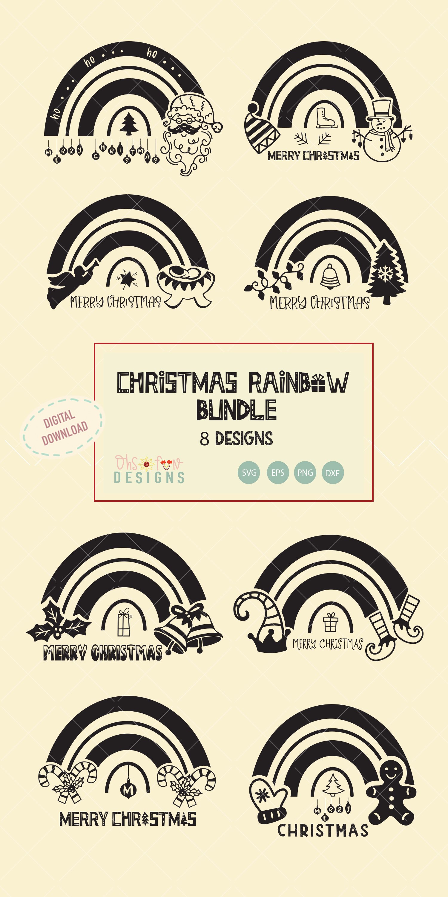 Christmas Rainbow Bundle, svg file, santa clause rainbow