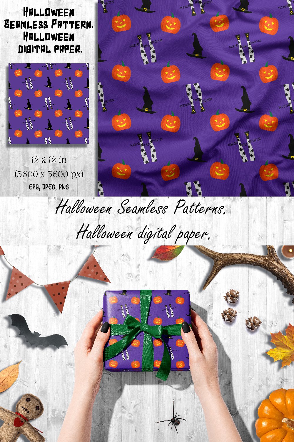 Halloween Seamless Patterns. Halloween digital paper.