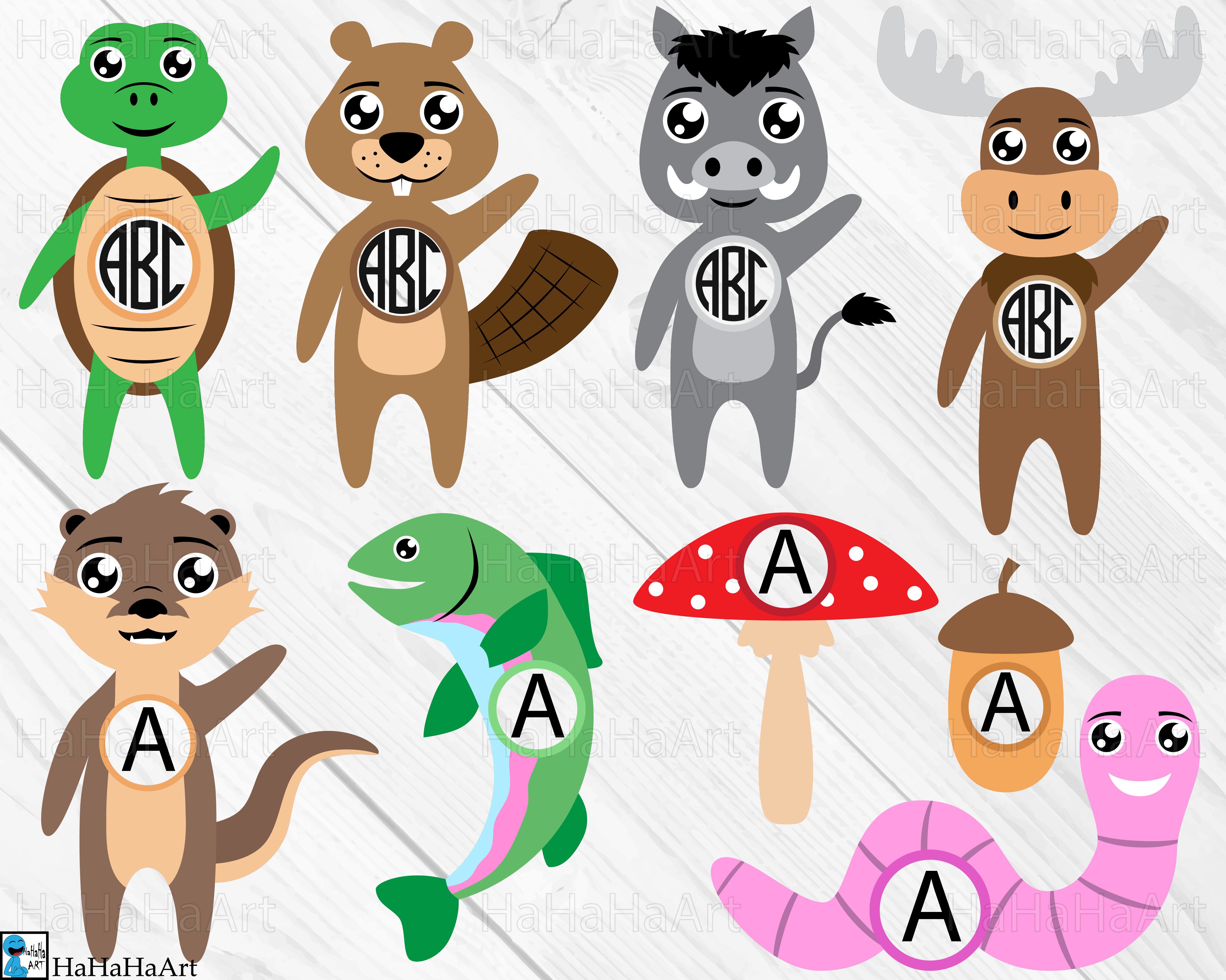 Circle Animals Designs - Clip art / Cutting Files (1023293)
