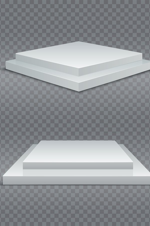 White podium set. 3d square two-stage pedestals winner. Real