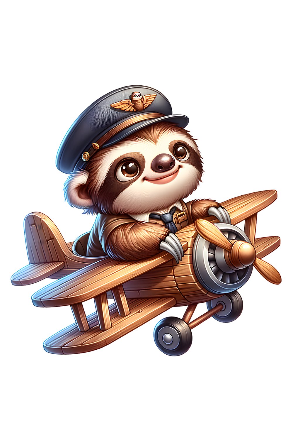 Sloth Riding on the Plane PNG Sublimation Clipart