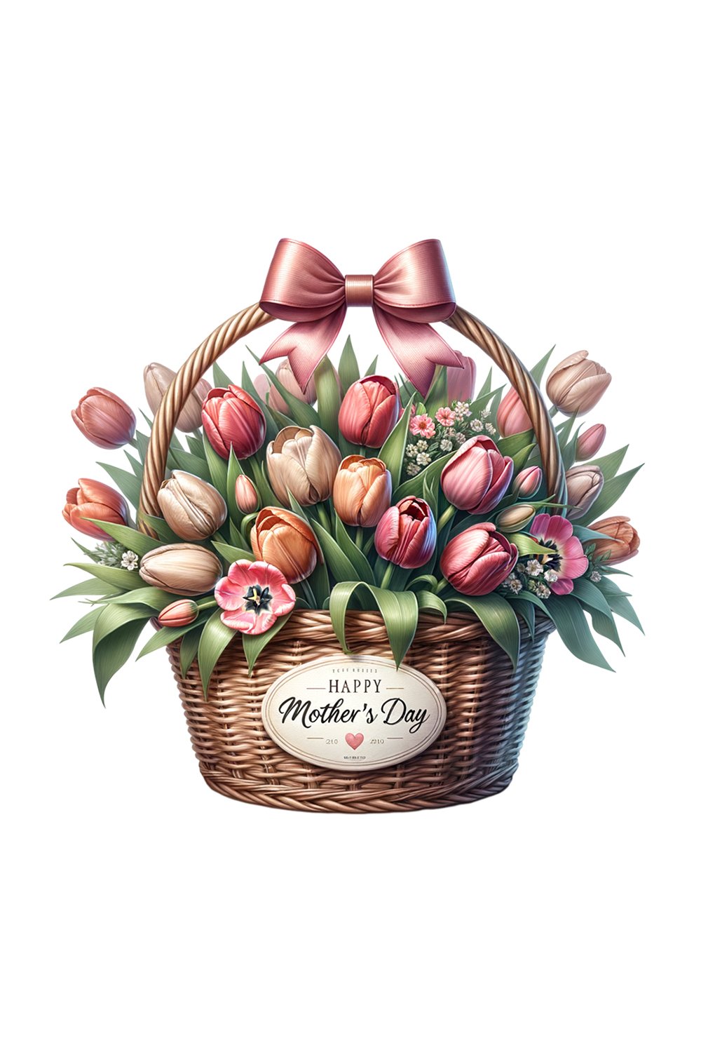 Tulip Florals Basket, Mothers Day Clipart sublimation