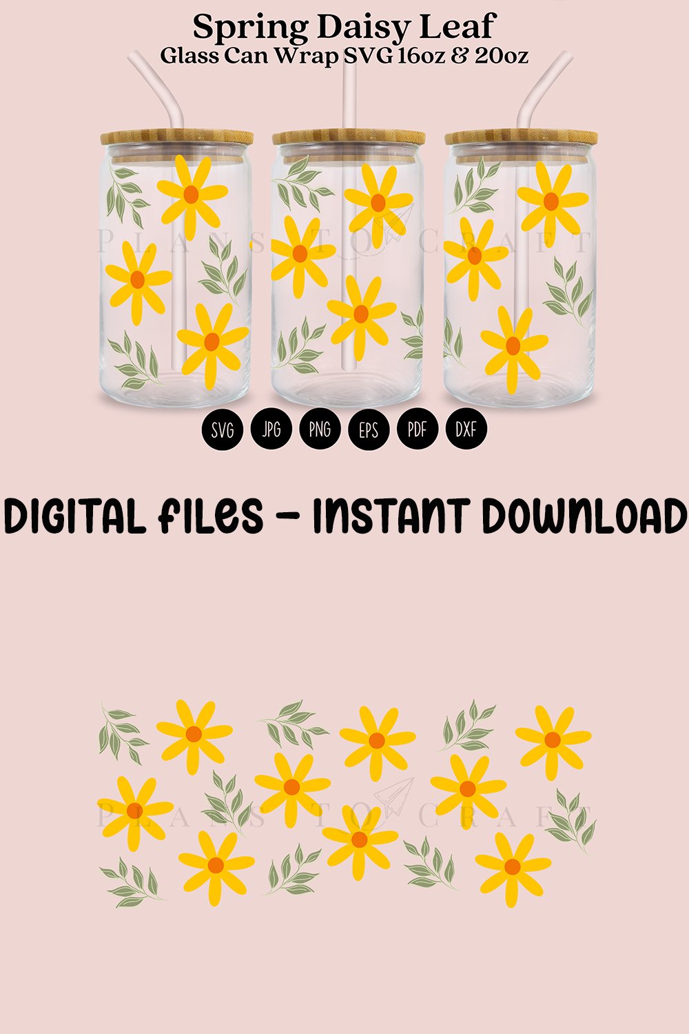 daisy leaf spring libbey can glass wrap for 16oz and 20oz