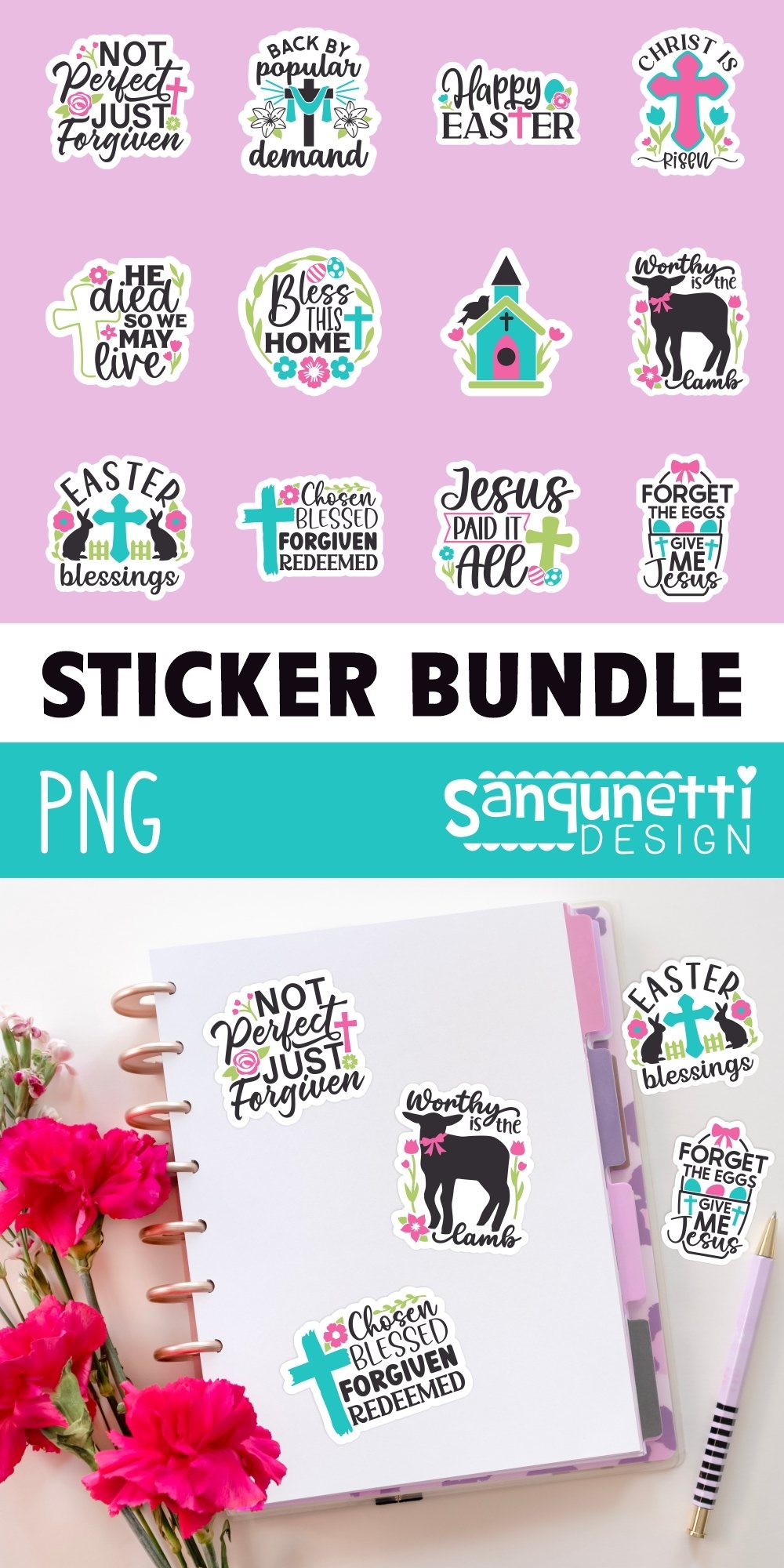 Religious Easter Stickers | Christian Easter Bundle
