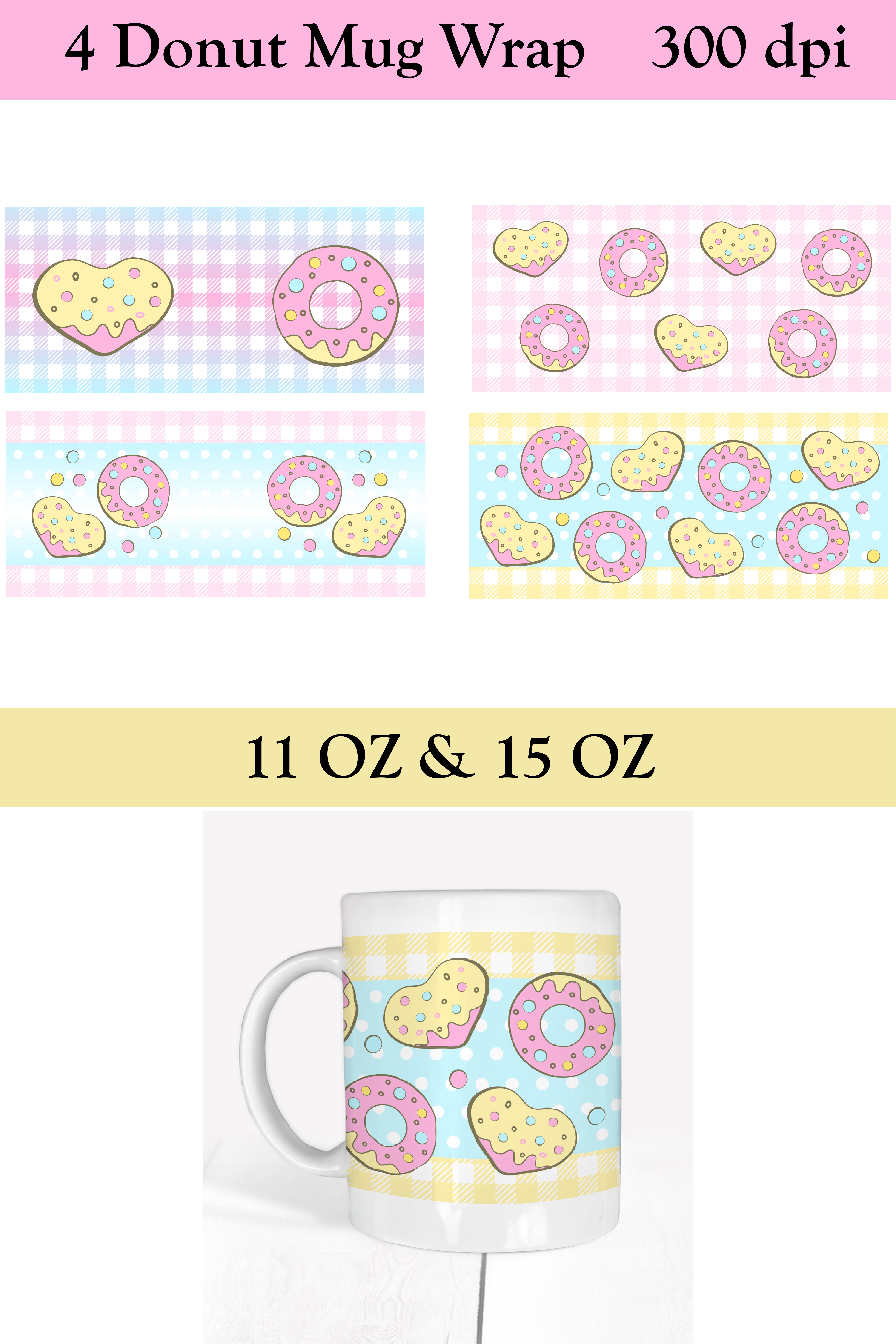 Donut Mug Wrap. Donut Mug Sublimation. Mug Design PNG