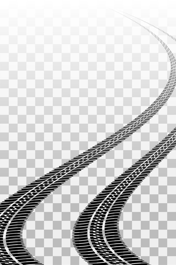 Winding tire tracks on transparent