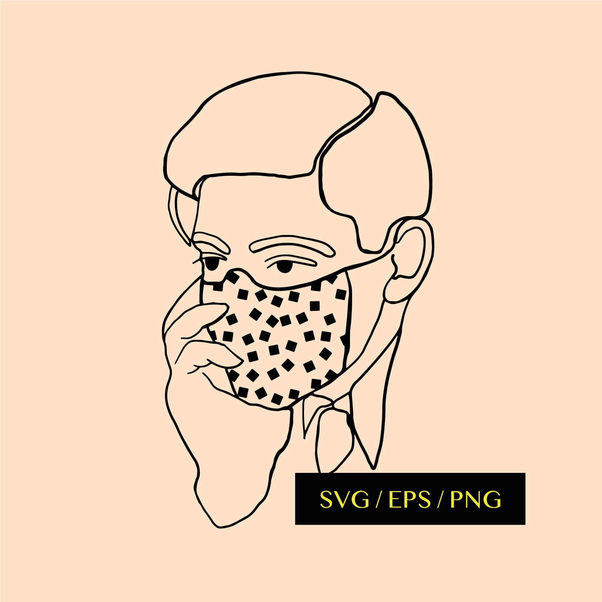 Masked man - line art. Modern art -SVG