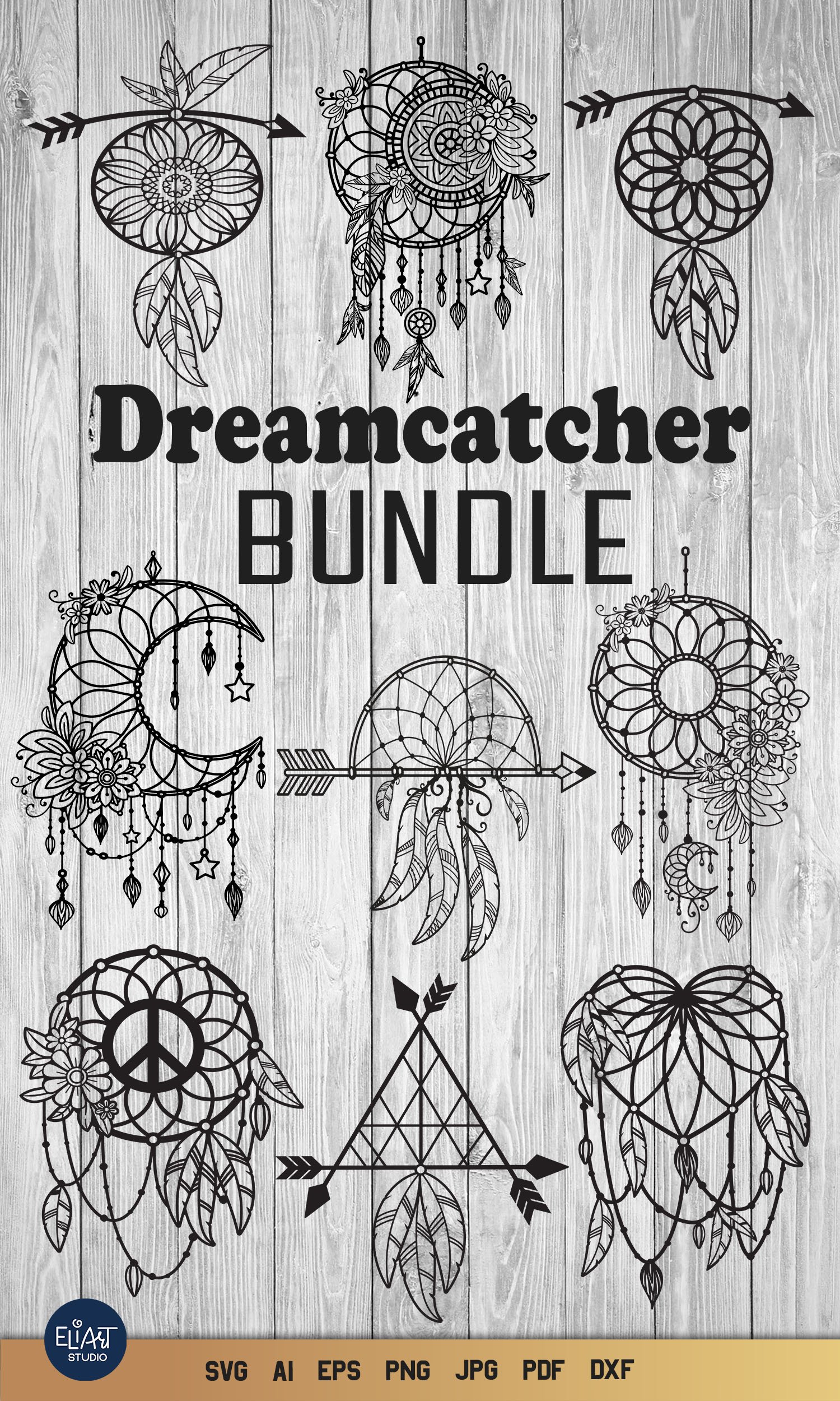 Boho Dreamcatcher SVG Bundle | Tribal SVG Dreamer Design